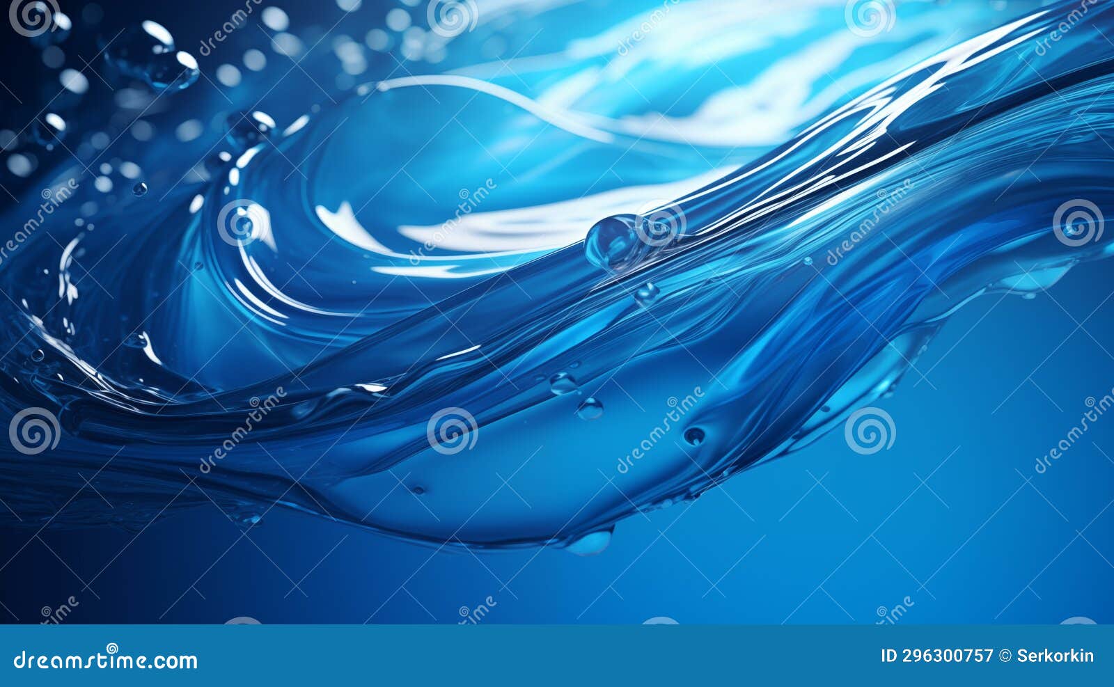 Blue Smooth Water Waves of Liquid Abstract Background. Bright Glossy ...
