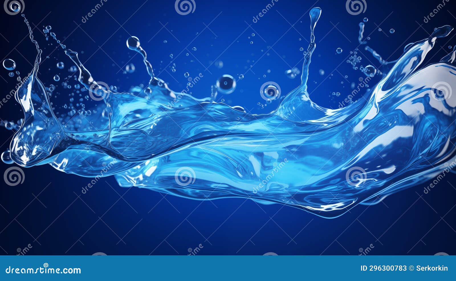 Blue Smooth Water Waves of Liquid Abstract Background. Bright Glossy ...