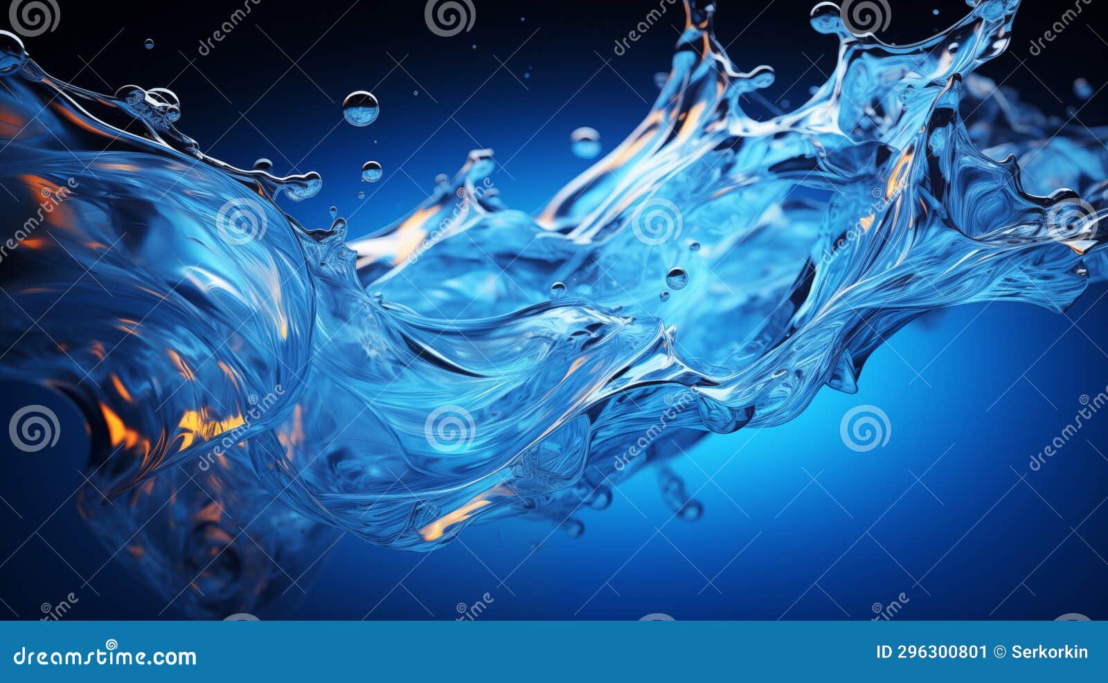 Blue Smooth Water Waves of Liquid Abstract Background. Bright Glossy ...