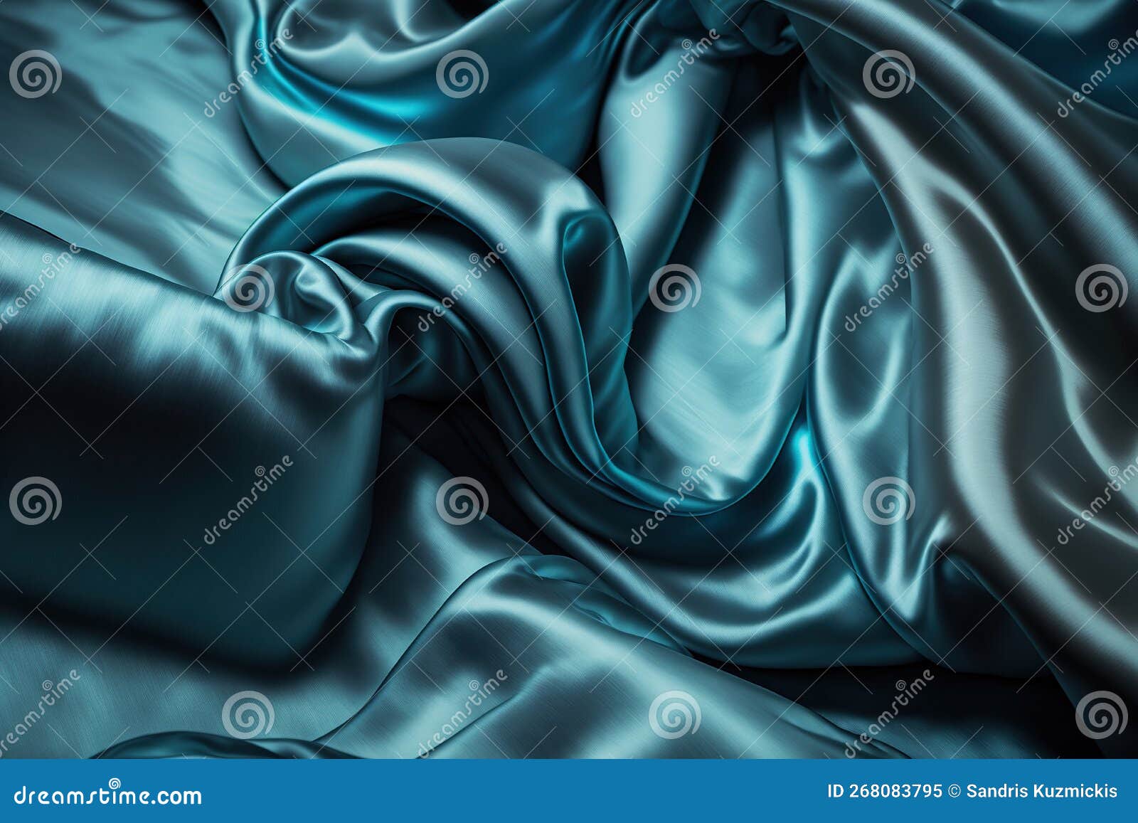 Blue Smooth Wrinkled Silk. Generative AI Stock Illustration ...