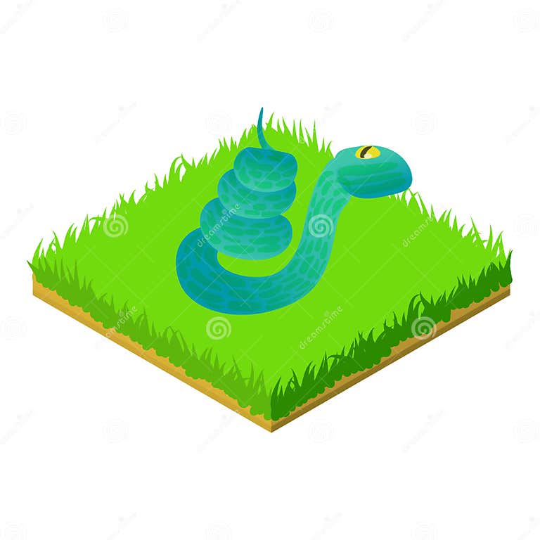 Blue Snake Icon, Isometric Style Stock Vector - Illustration of sign ...