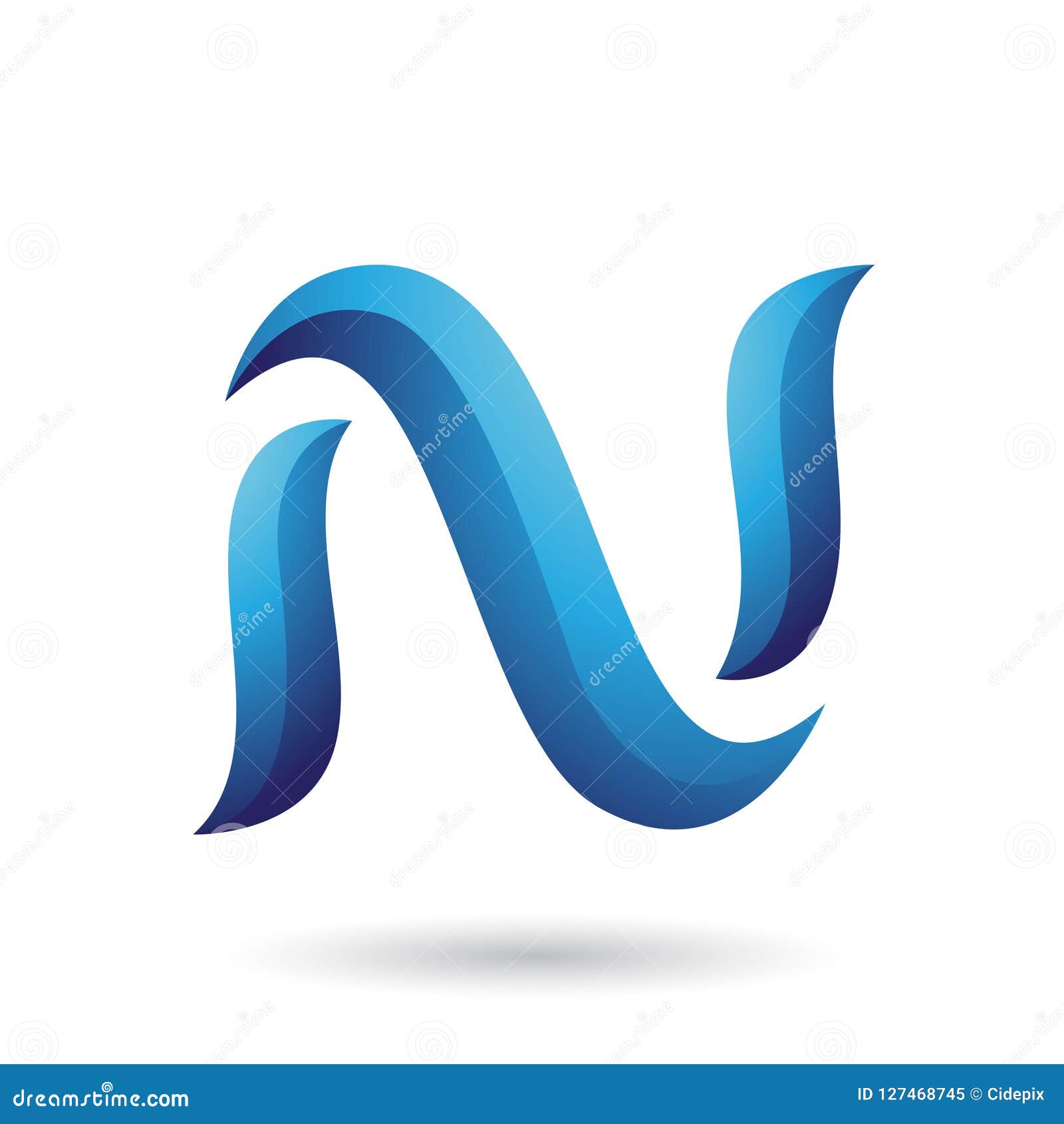 Blue Snake Shaped Letter N Vector Illustration Stock Vector ...