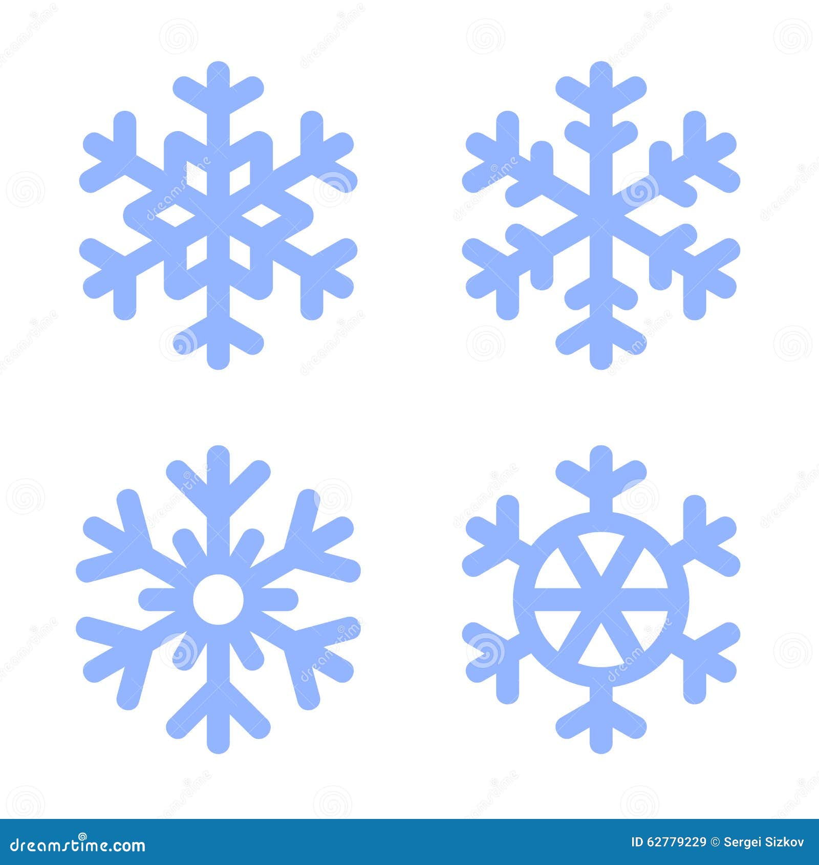 Blue Snowflake Icons Set on White Background Stock Vector ...
