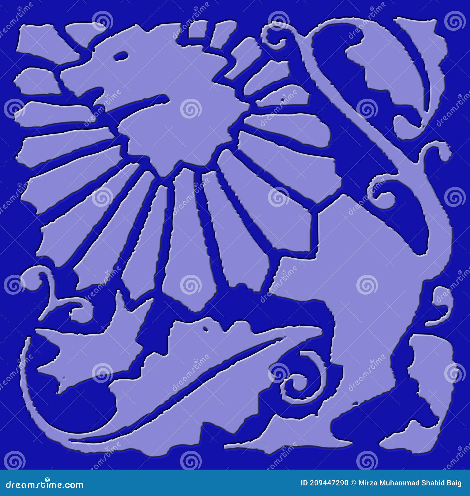 Blue Snowflake Pattern Tile Design Template Framework Set 5 Stock ...