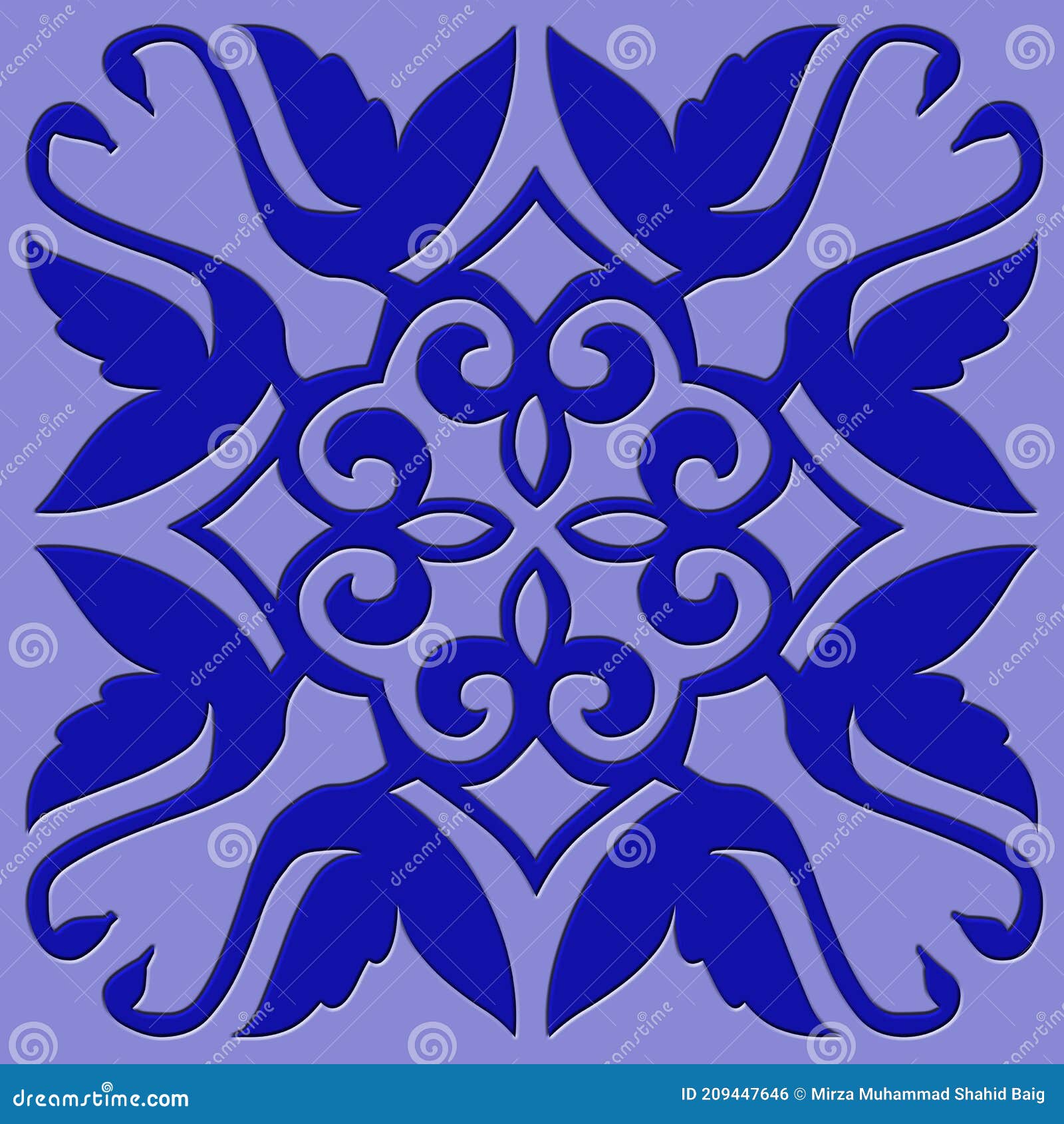 Blue Snowflake Pattern Tile Design Template Framework Set 5 Stock ...