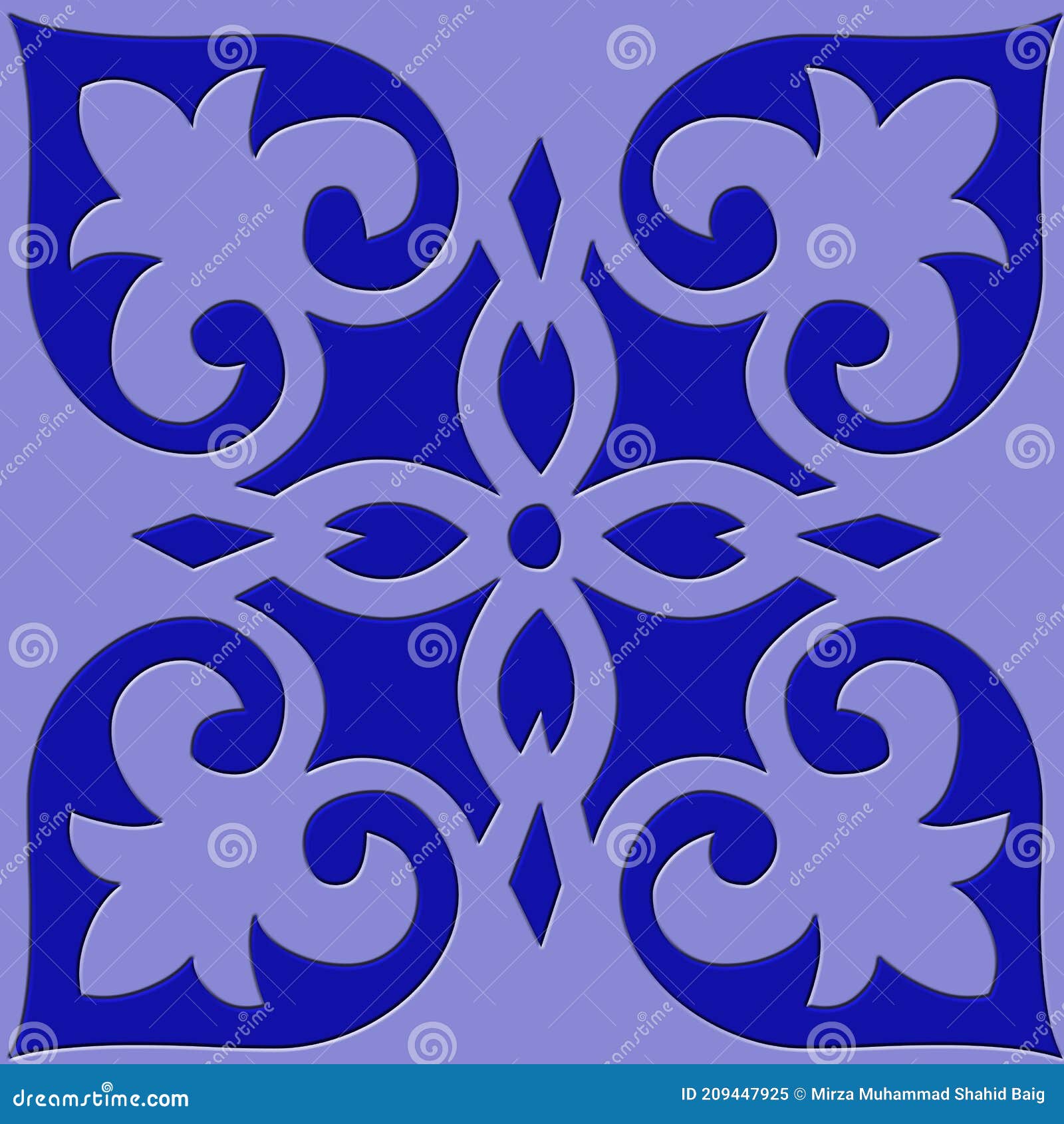 Blue Snowflake Pattern Tile Design Template Framework Set 5 Stock ...
