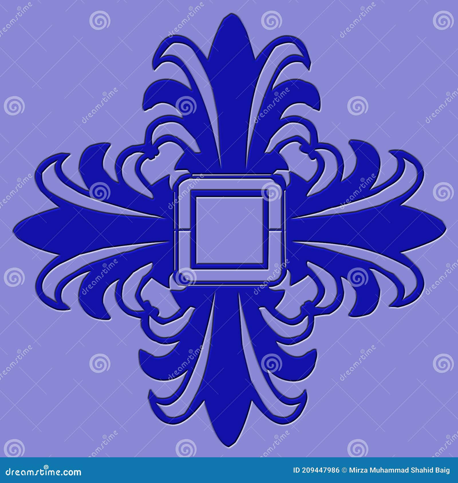 Blue Snowflake Pattern Tile Design Template Framework Set 5 Stock ...