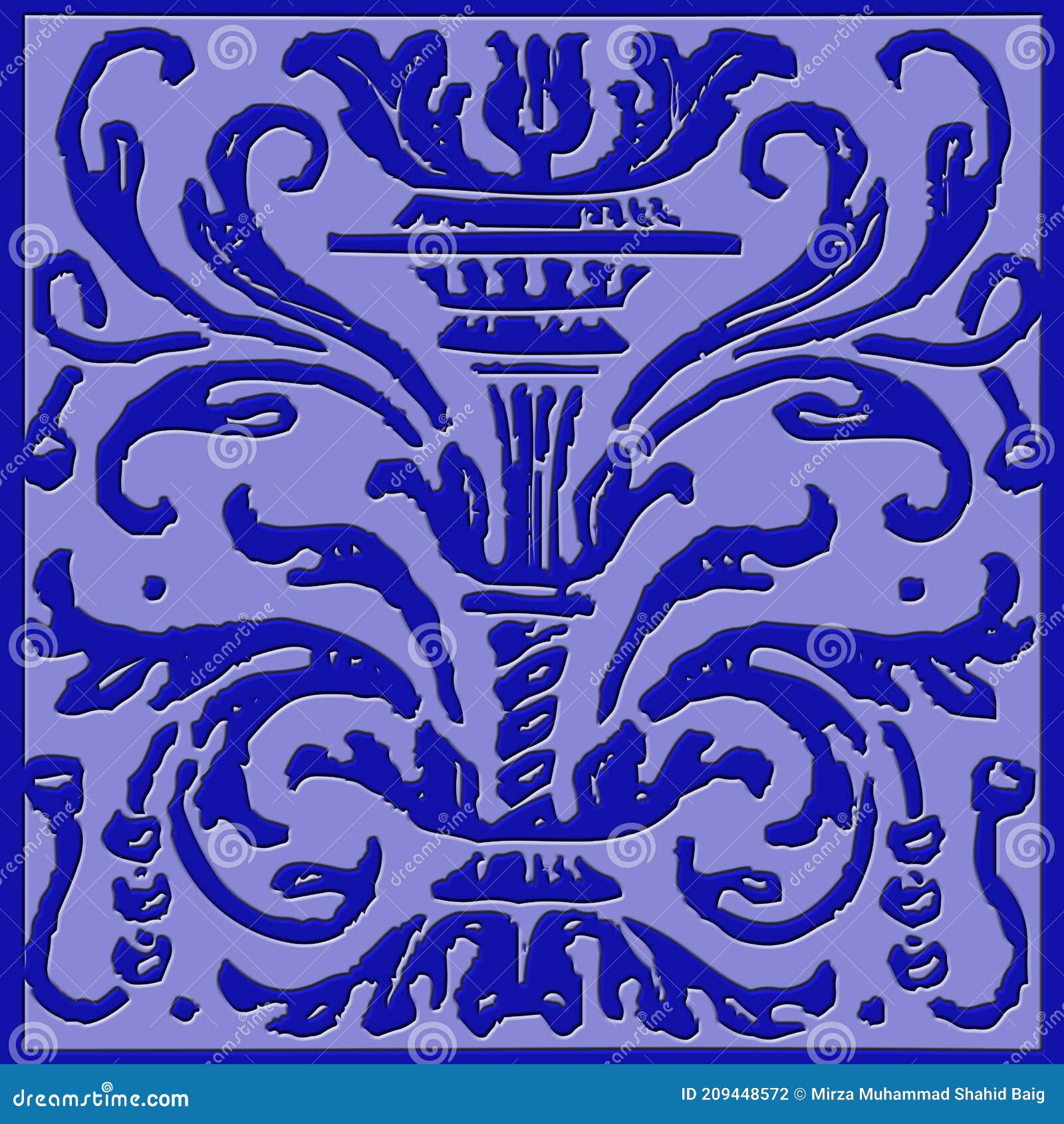 Blue Snowflake Pattern Tile Design Template Framework Set 5 Stock ...