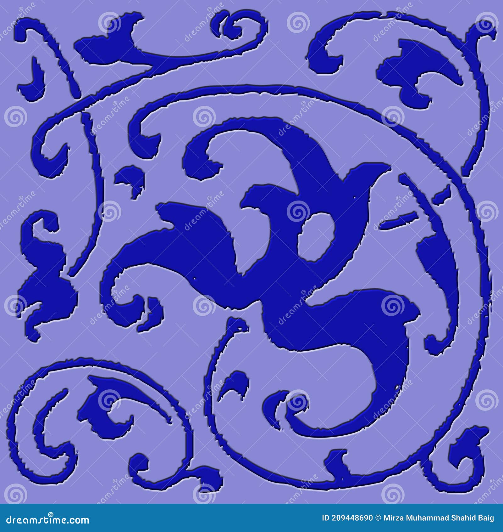 Blue Snowflake Pattern Tile Design Template Framework Set 5 Stock ...