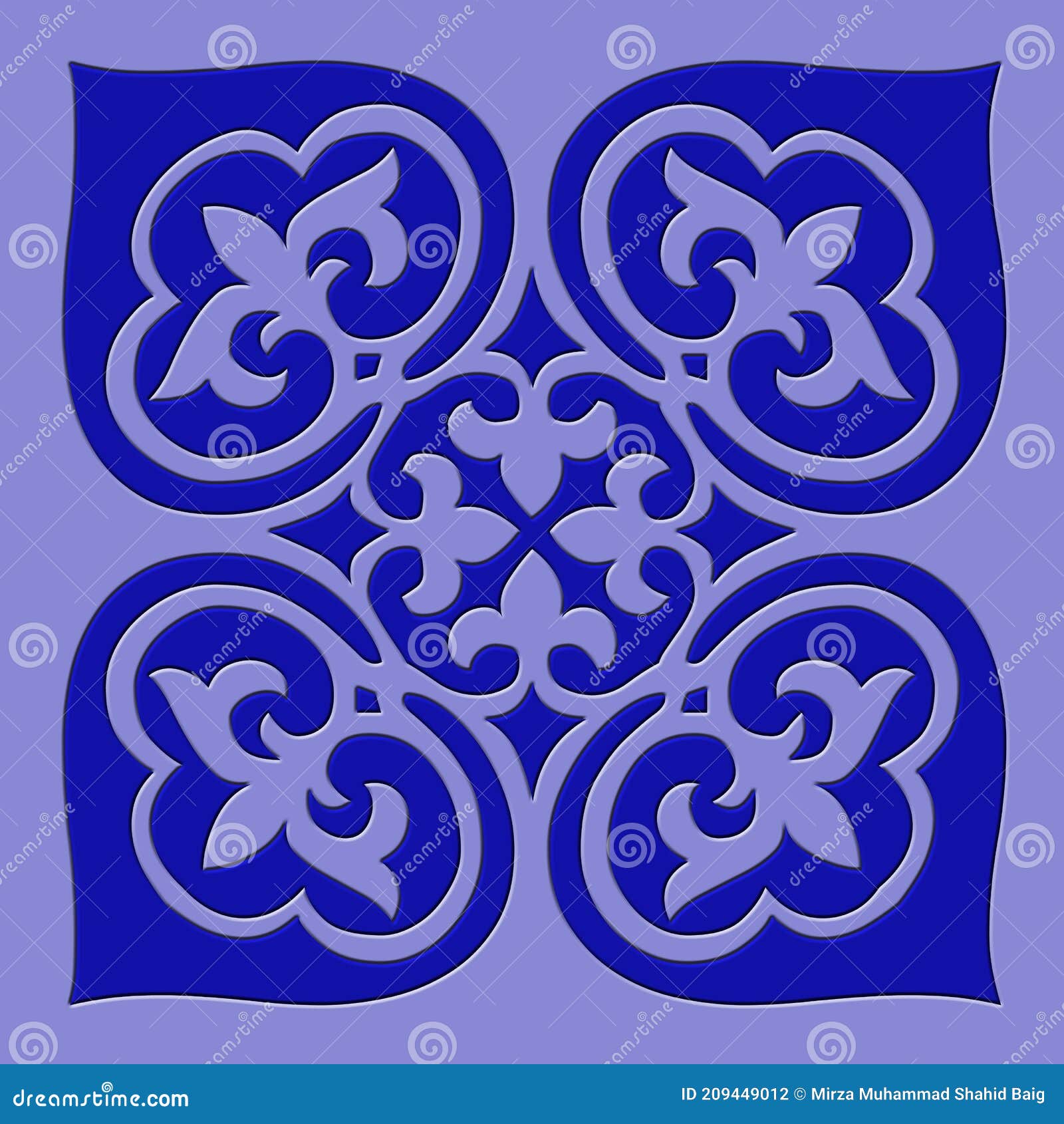 Blue Snowflake Pattern Tile Design Template Framework Set 5 Stock ...