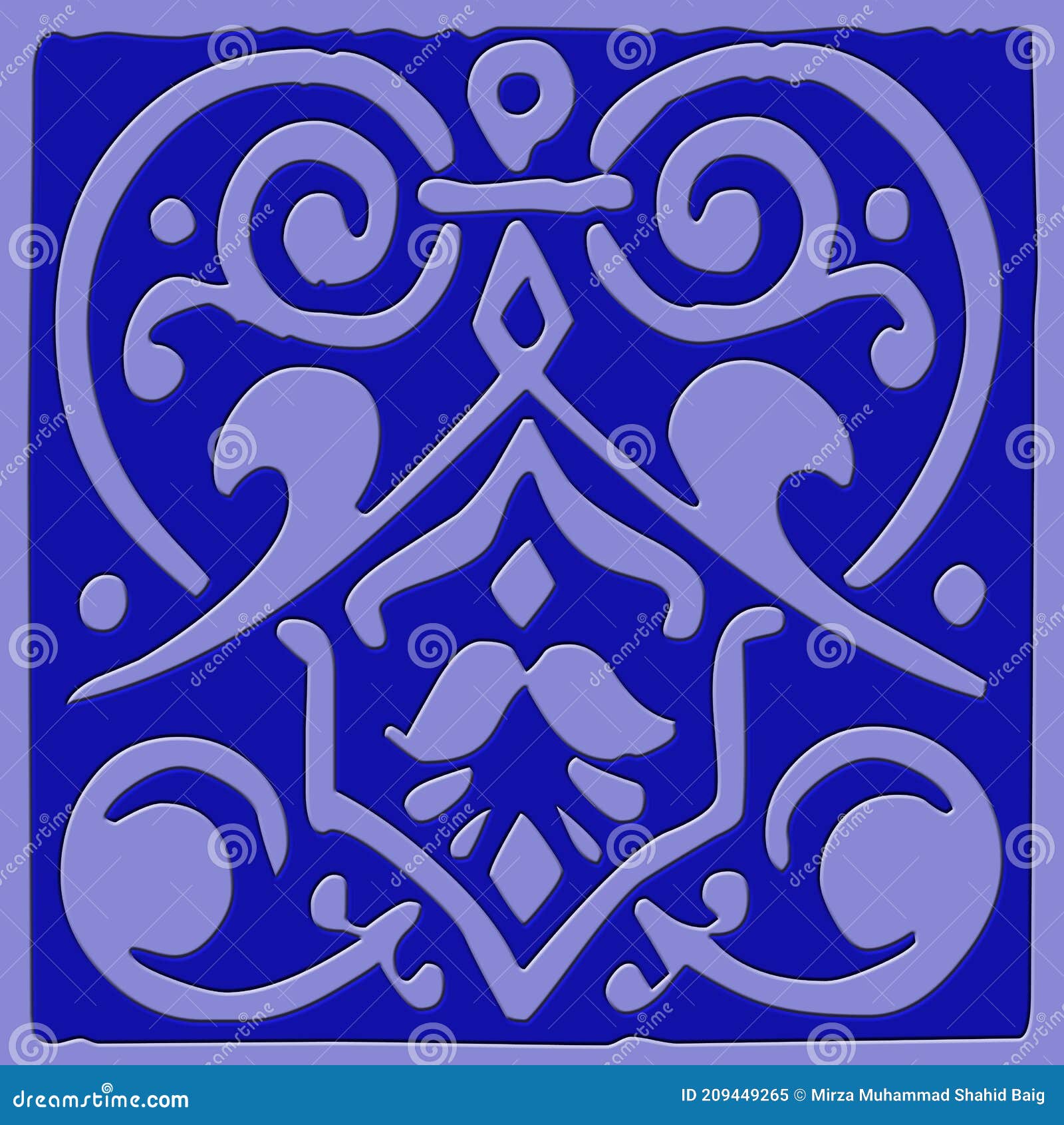 Blue Snowflake Pattern Tile Design Template Framework Set 5 Stock ...