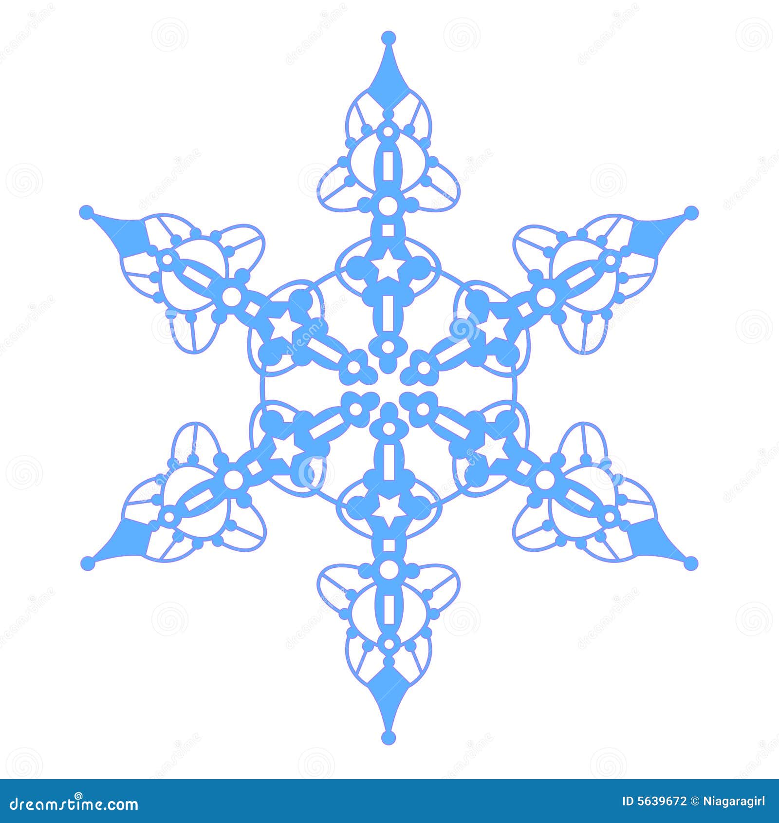 Blue Snowflake with Stars stock vector. Illustration of snowflake - 5639672