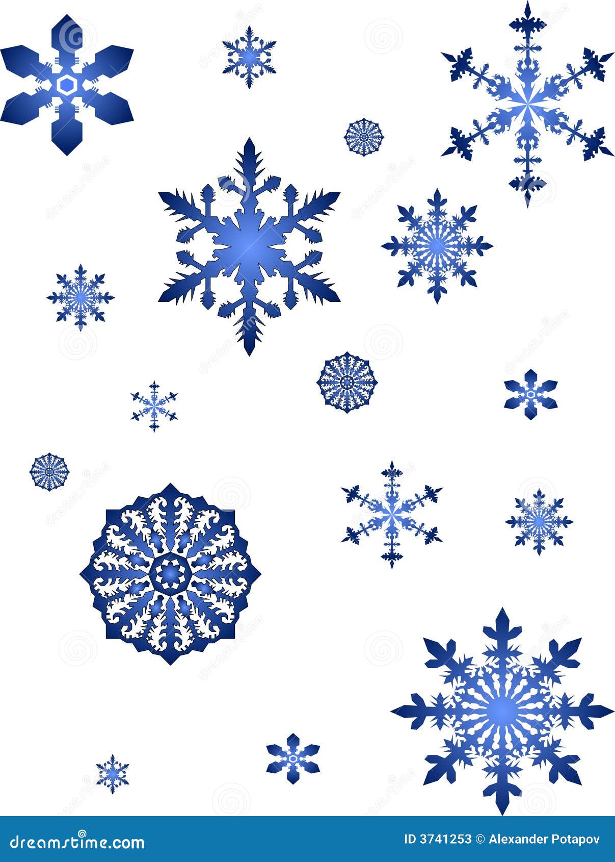 Blue snowflakes collection stock vector. Illustration of painting - 3741253