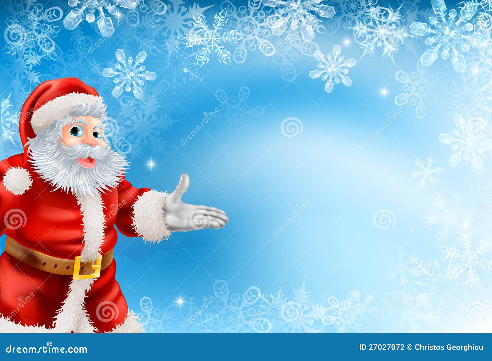 Blue Snowflakes and Santa Background Stock Vector - Illustration of ...