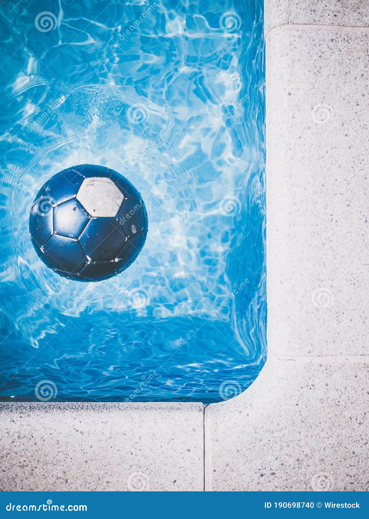 Blue Soccer Ball in the Swimming Pool Stock Photo - Image of player ...