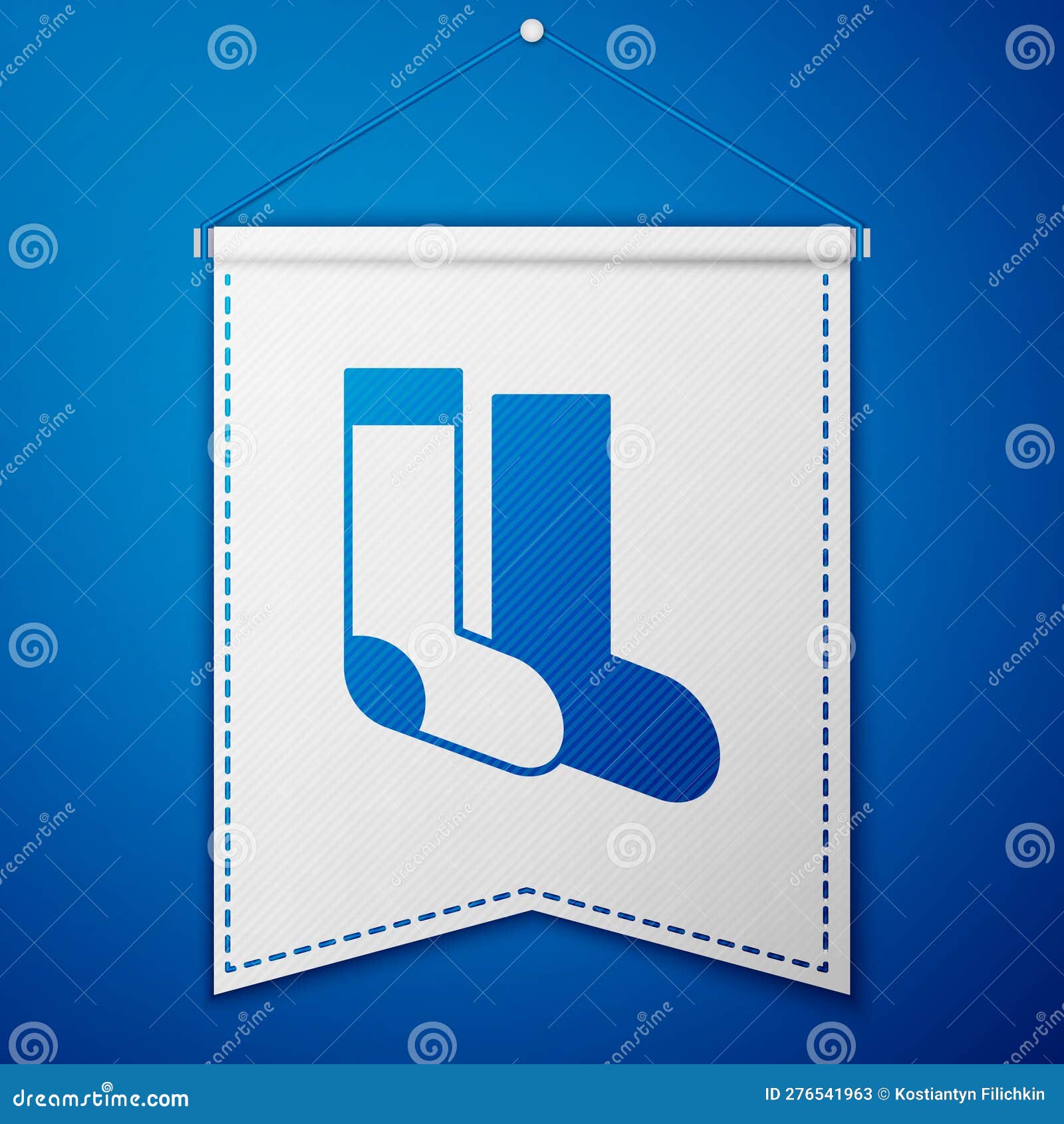 Blue Socks Icon Isolated on Blue Background. White Pennant Template ...
