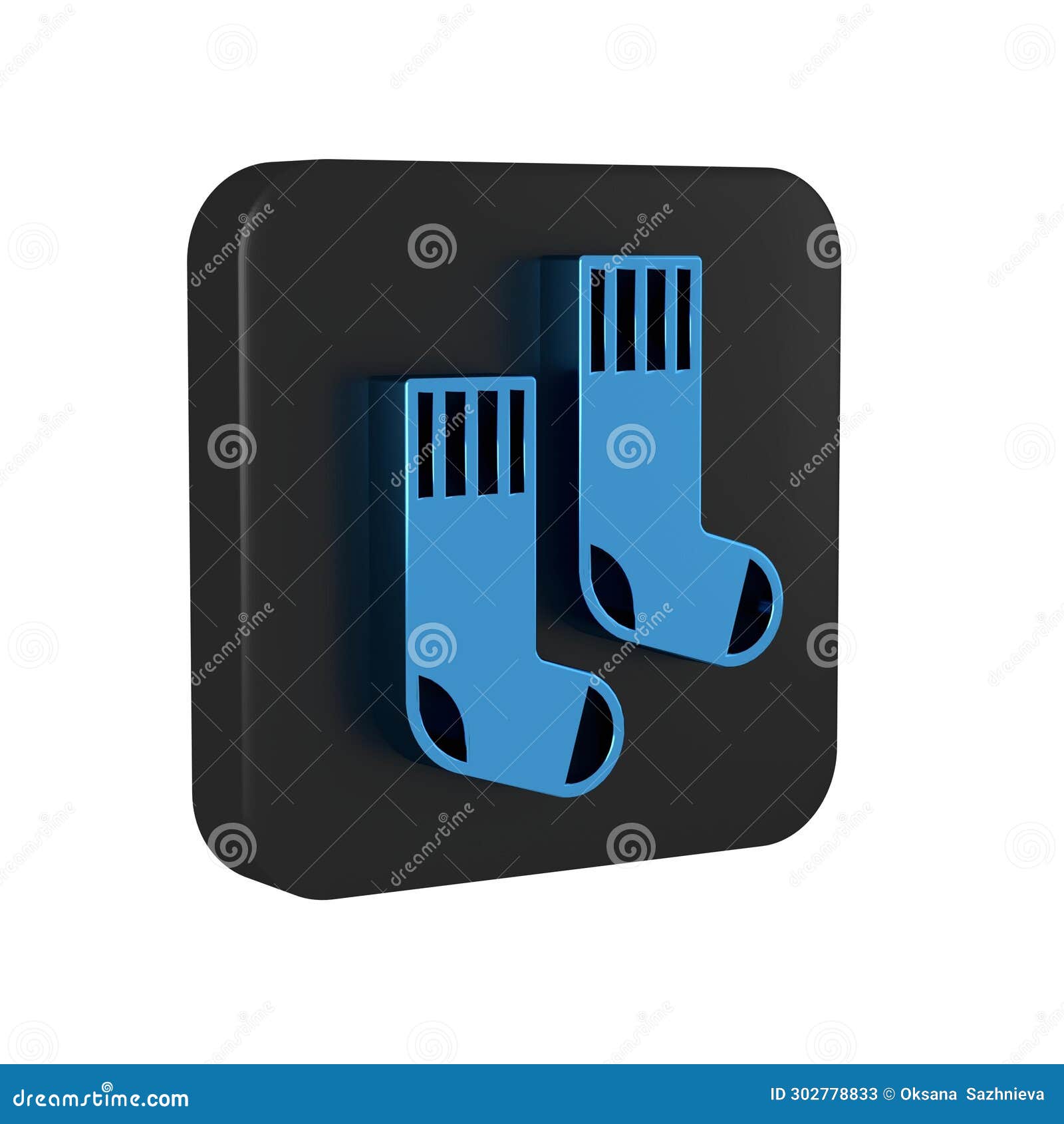 Blue Socks Icon Isolated on Transparent Background. Black Square Button ...