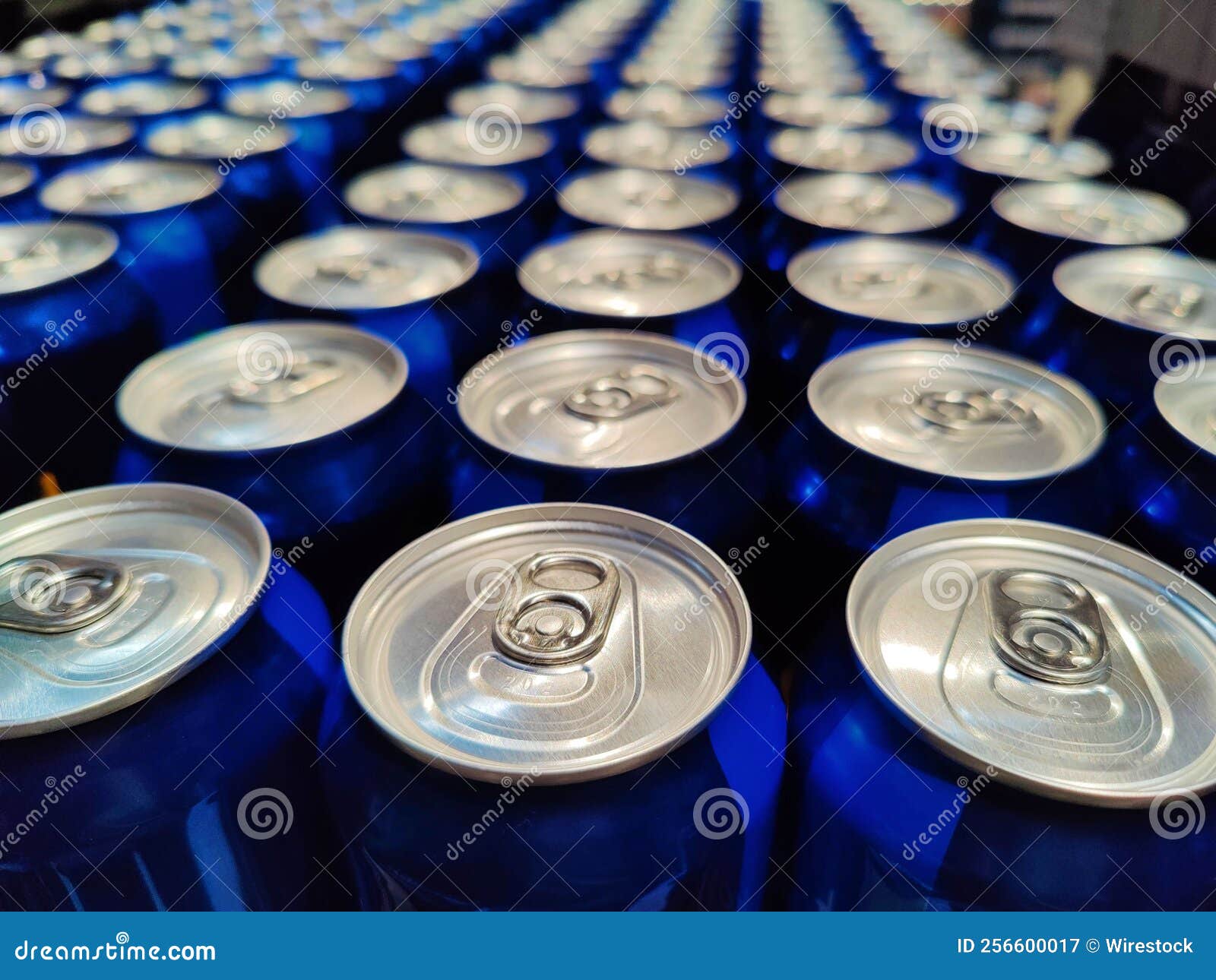 Blue Soda Can Lined at the Factory Stock Image - Image of booze ...