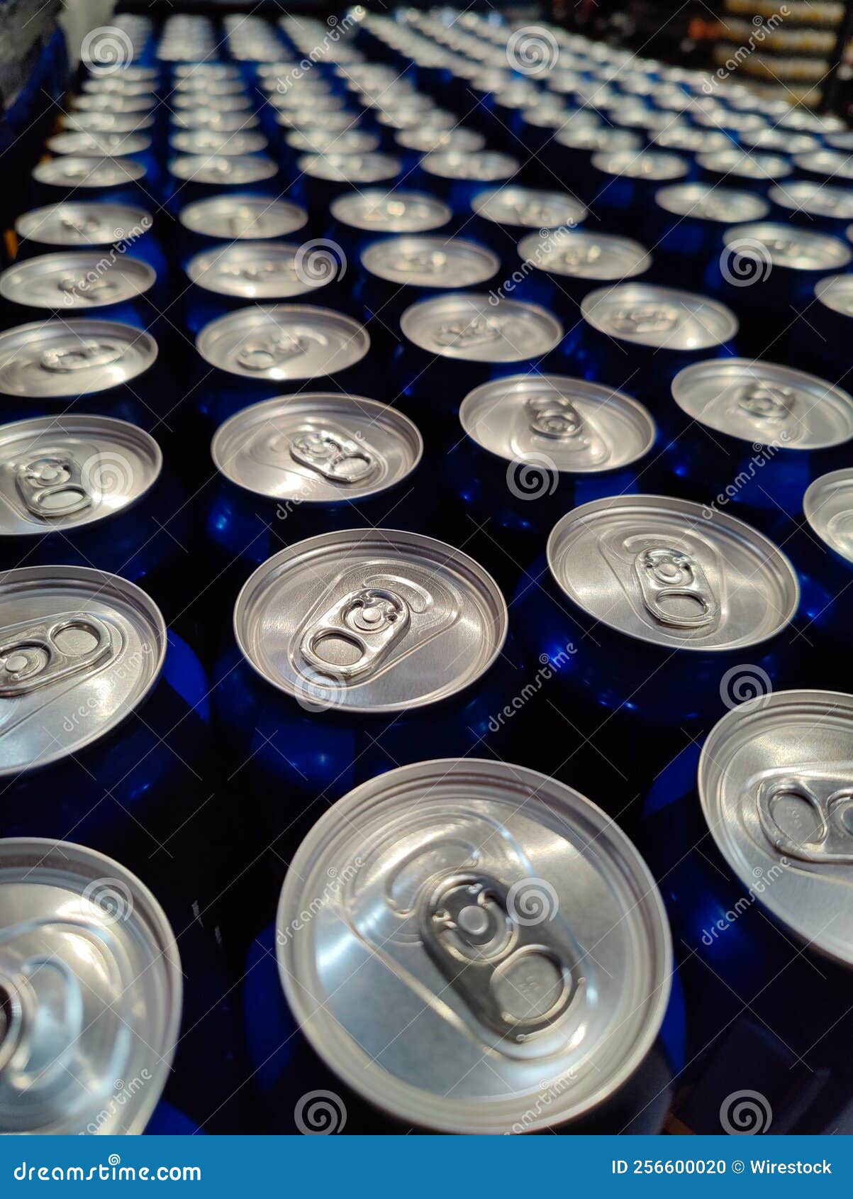 Blue Soda Can Lined at the Factory Stock Photo - Image of booze, metal ...