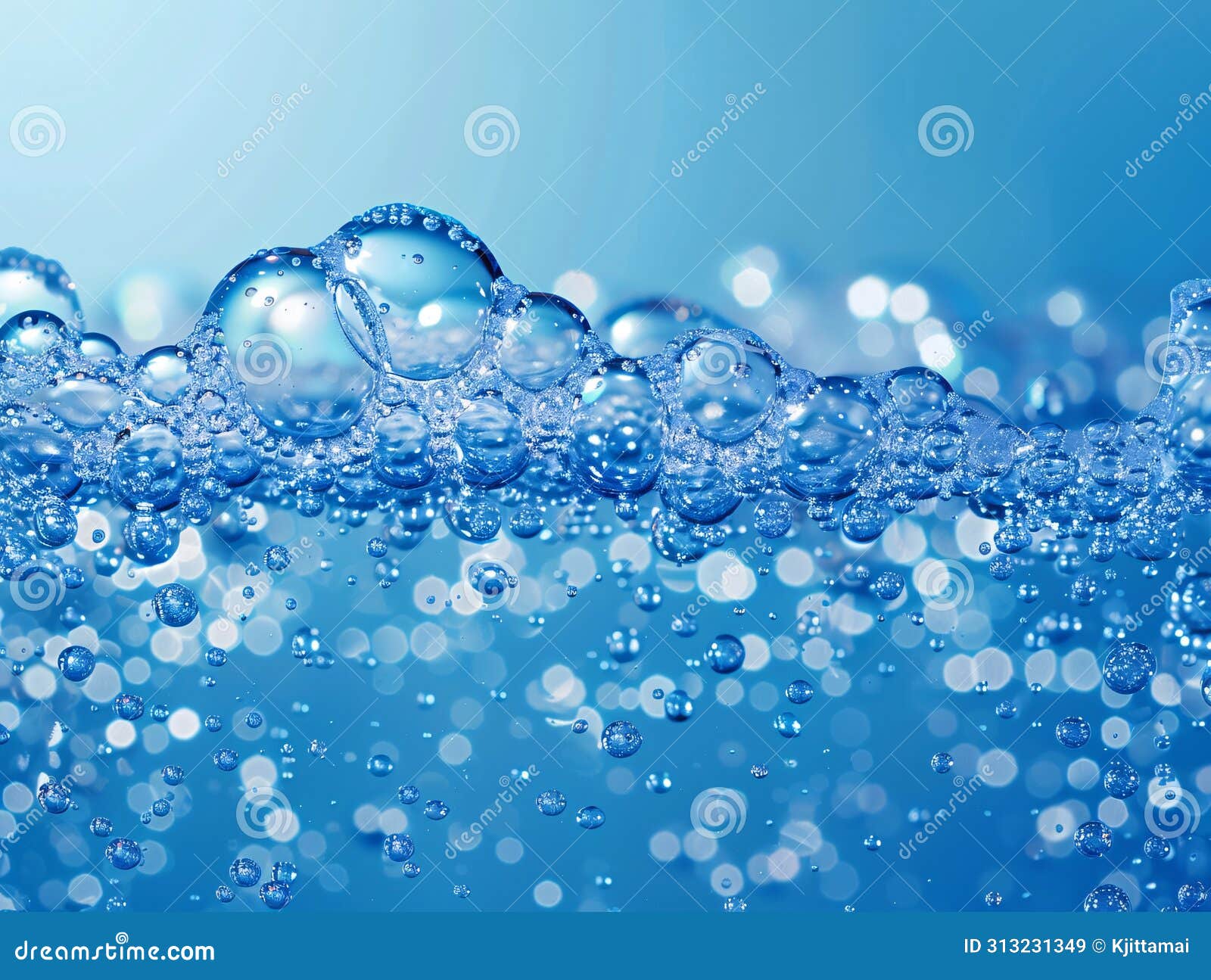 Blue Soda Water Splashing with Bubbles Close Up Stock Illustration ...