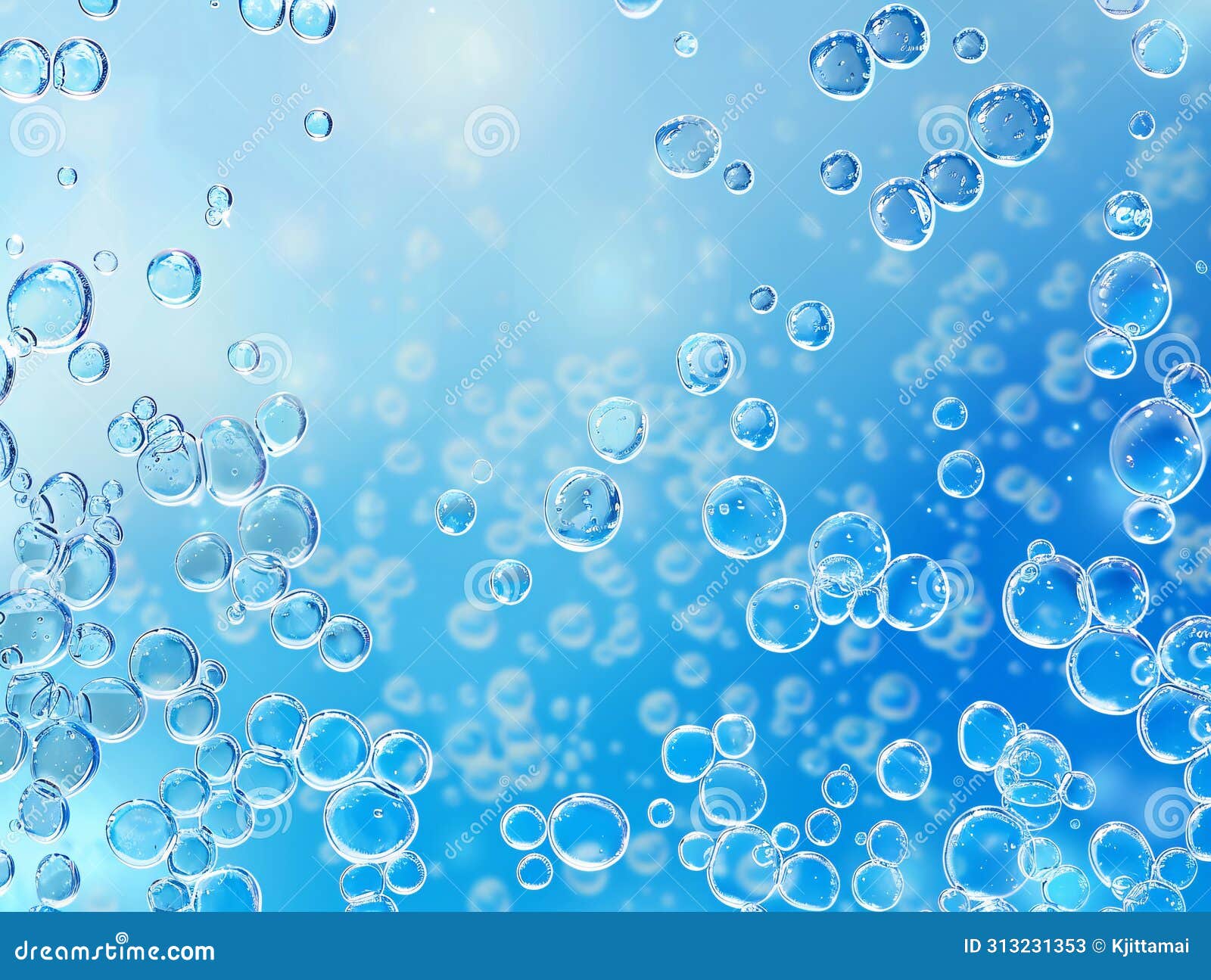 Blue Soda Water Splashing with Bubbles Close Up Stock Illustration ...