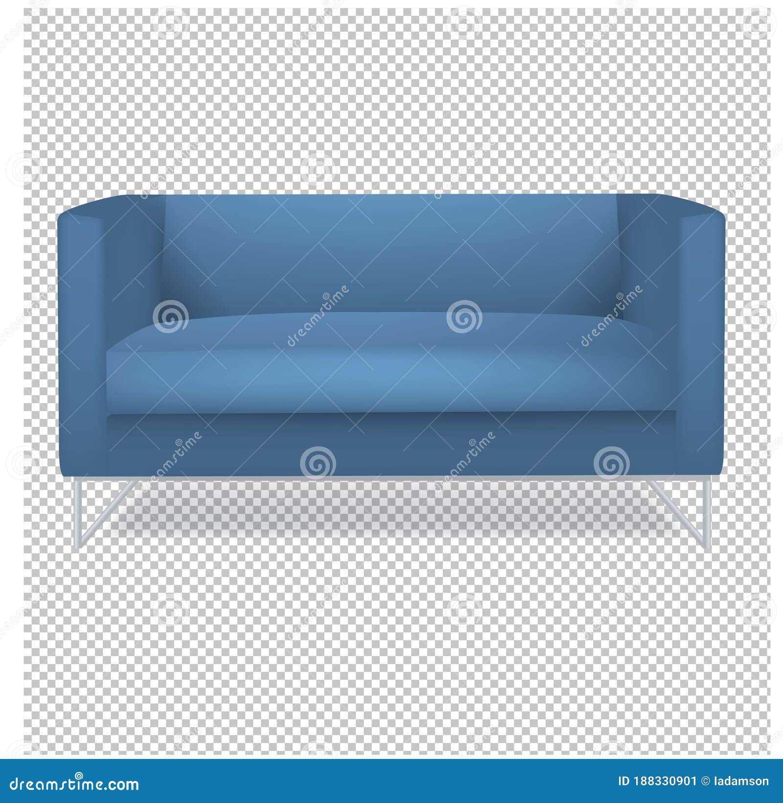 Blue Sofa Isolated Transparent Background Stock Vector - Illustration ...