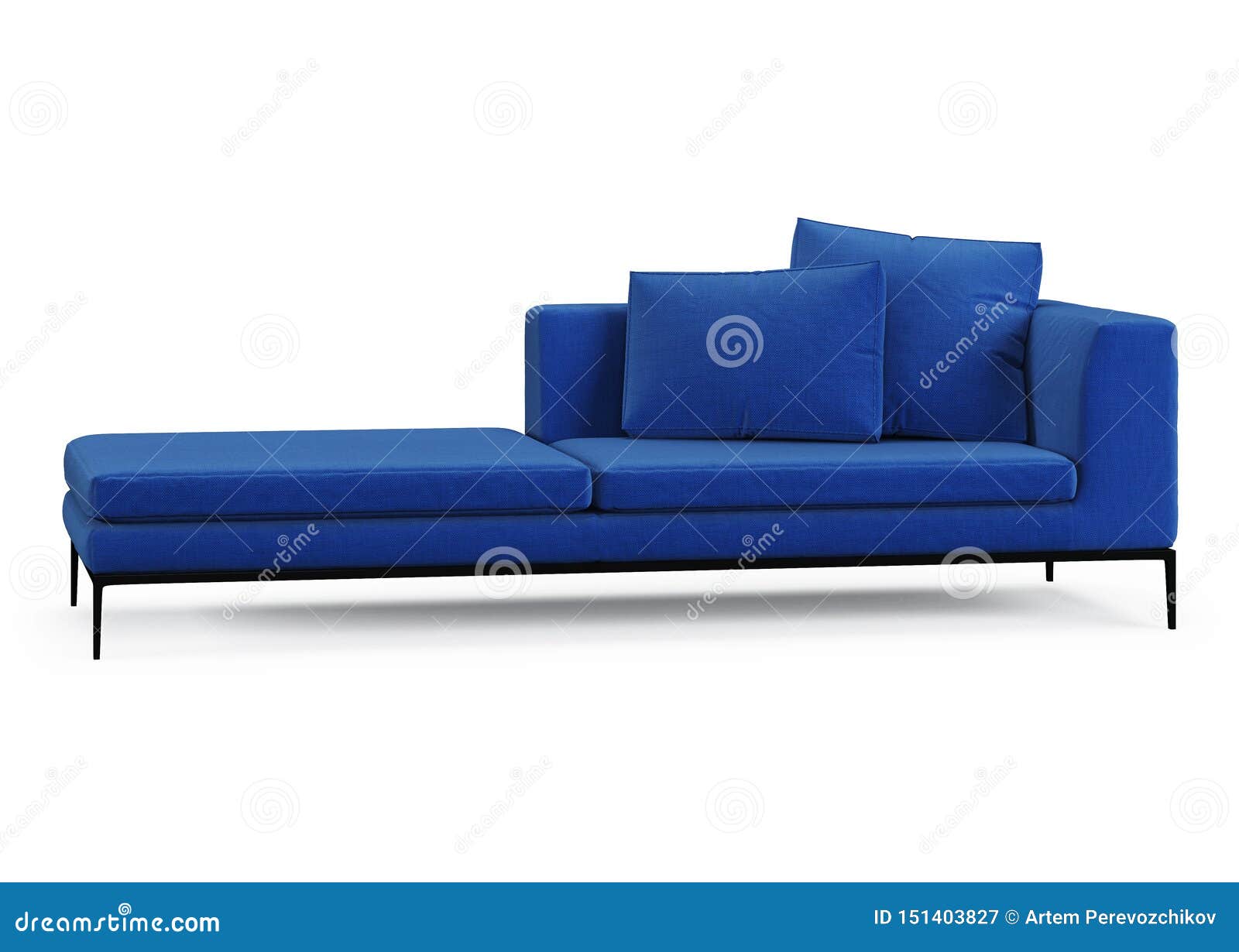 Blue Sofa Isolated on White Background. Stock Illustration ...