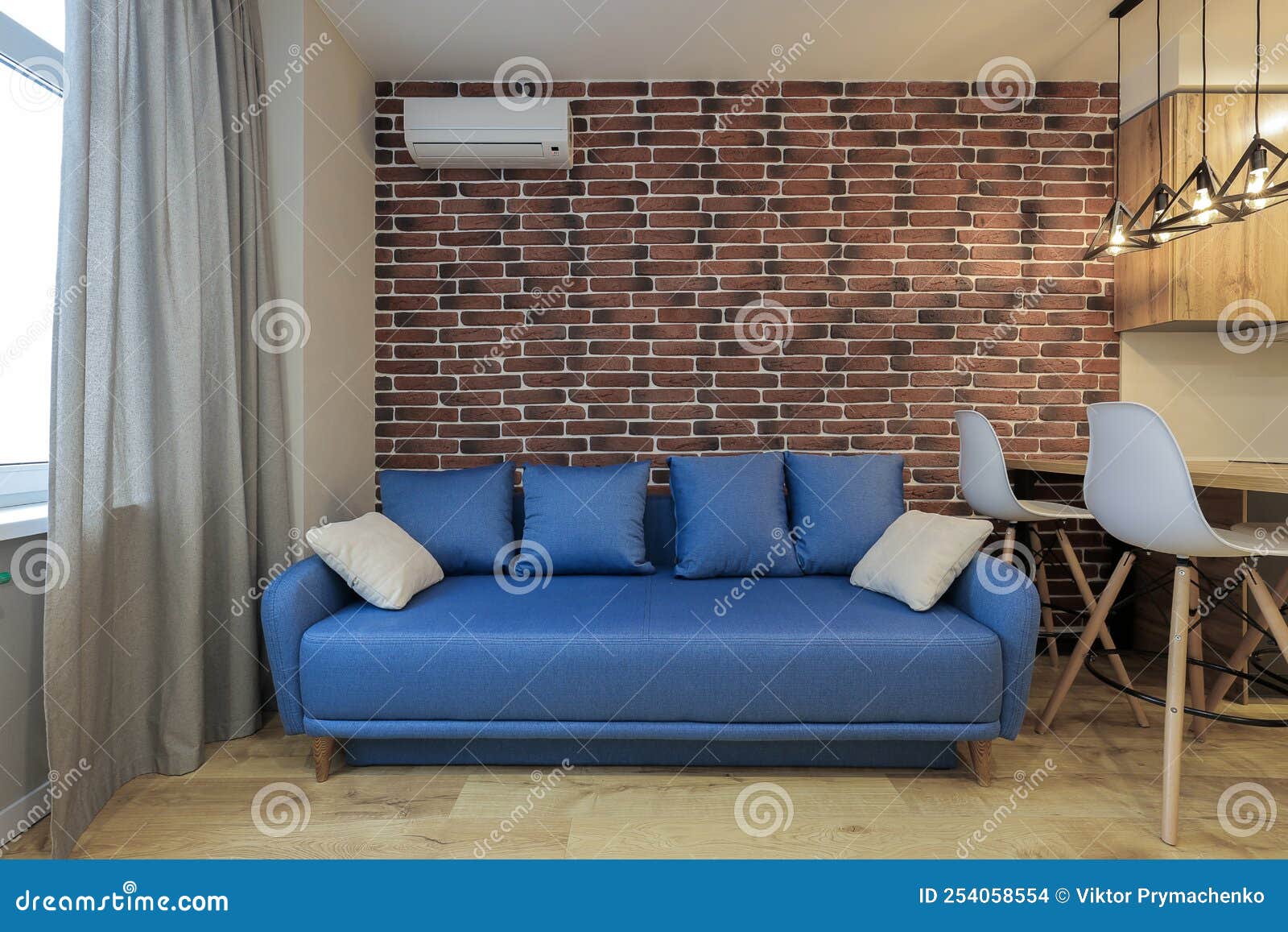 Blue Sofa in a Modern Interior Stock Photo - Image of interior ...