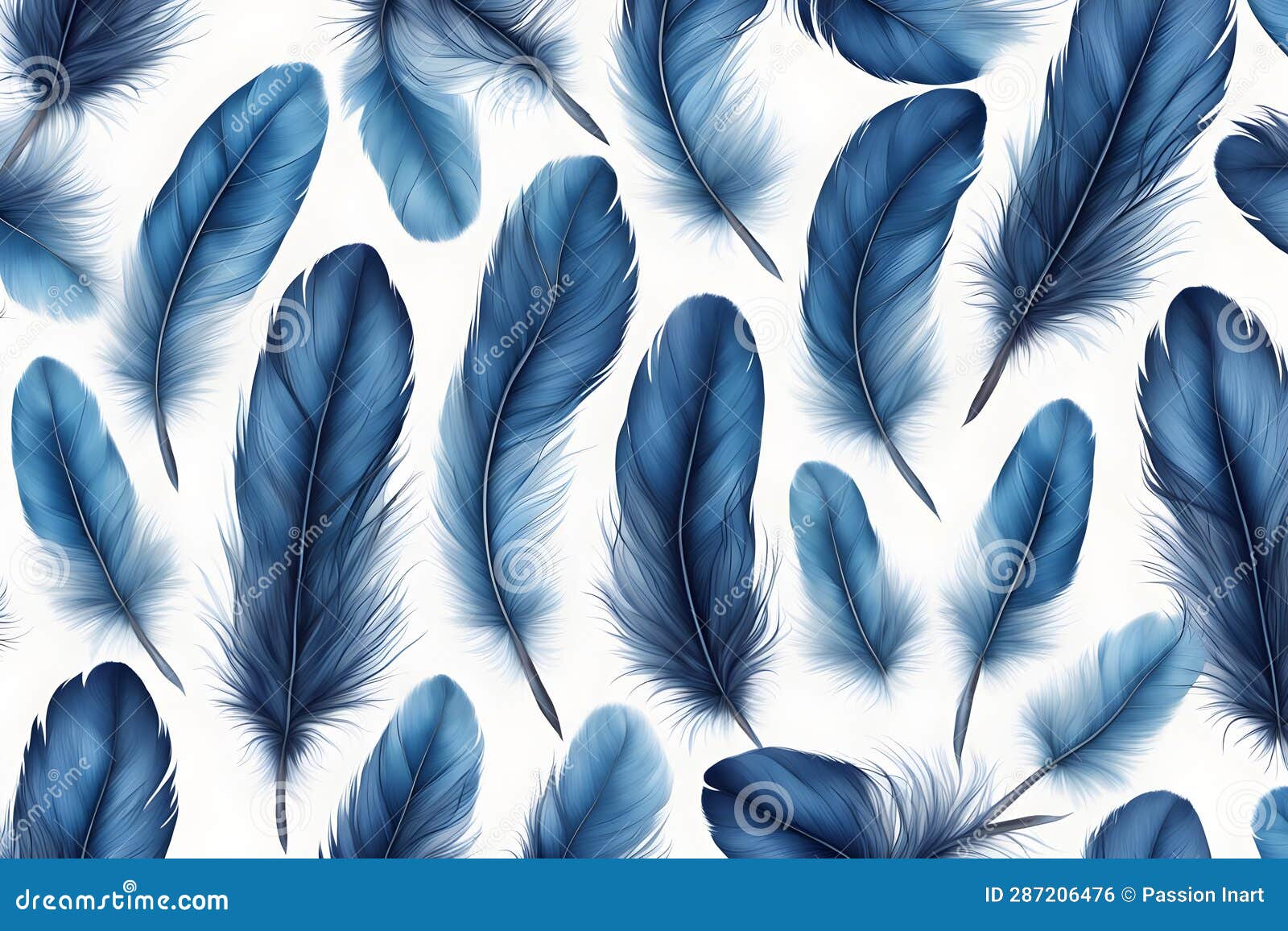Beautiful Abstract Colorful Blue Feathers. Soft White Blue Feather ...