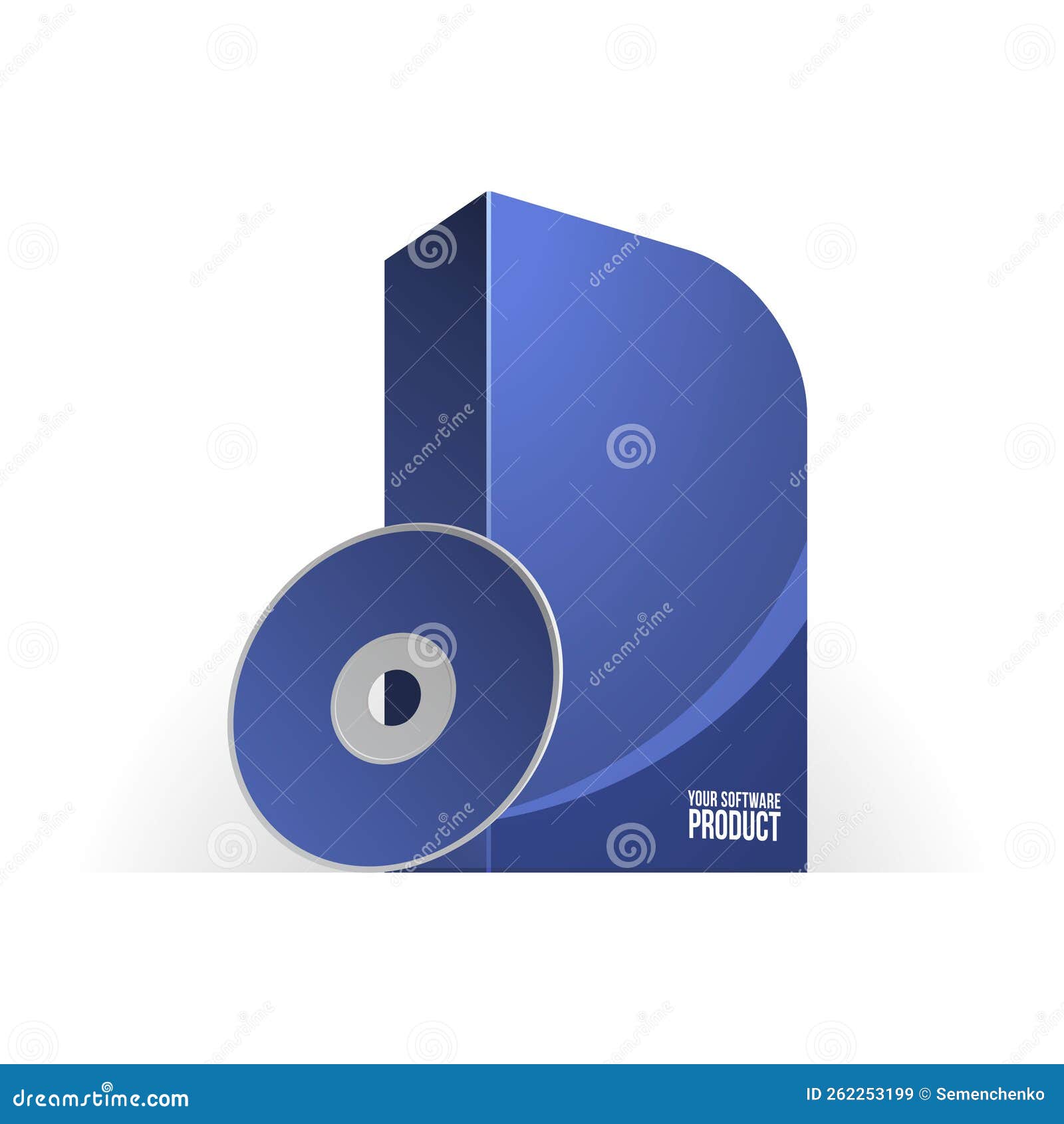 Blue Software Box with Rounded Corners. Ready for Your Design. Product ...