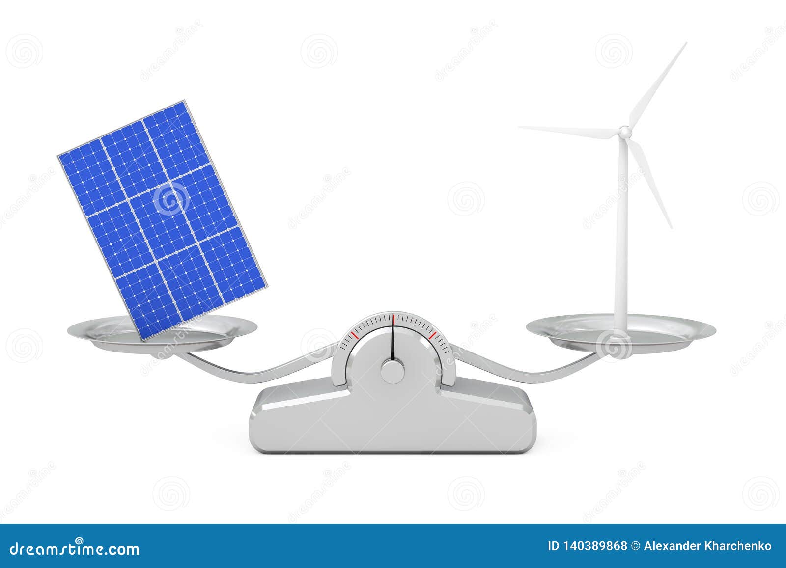 Blue Solar Cell Pattern Panel with Wind Turbine Windmill Balancing on a ...