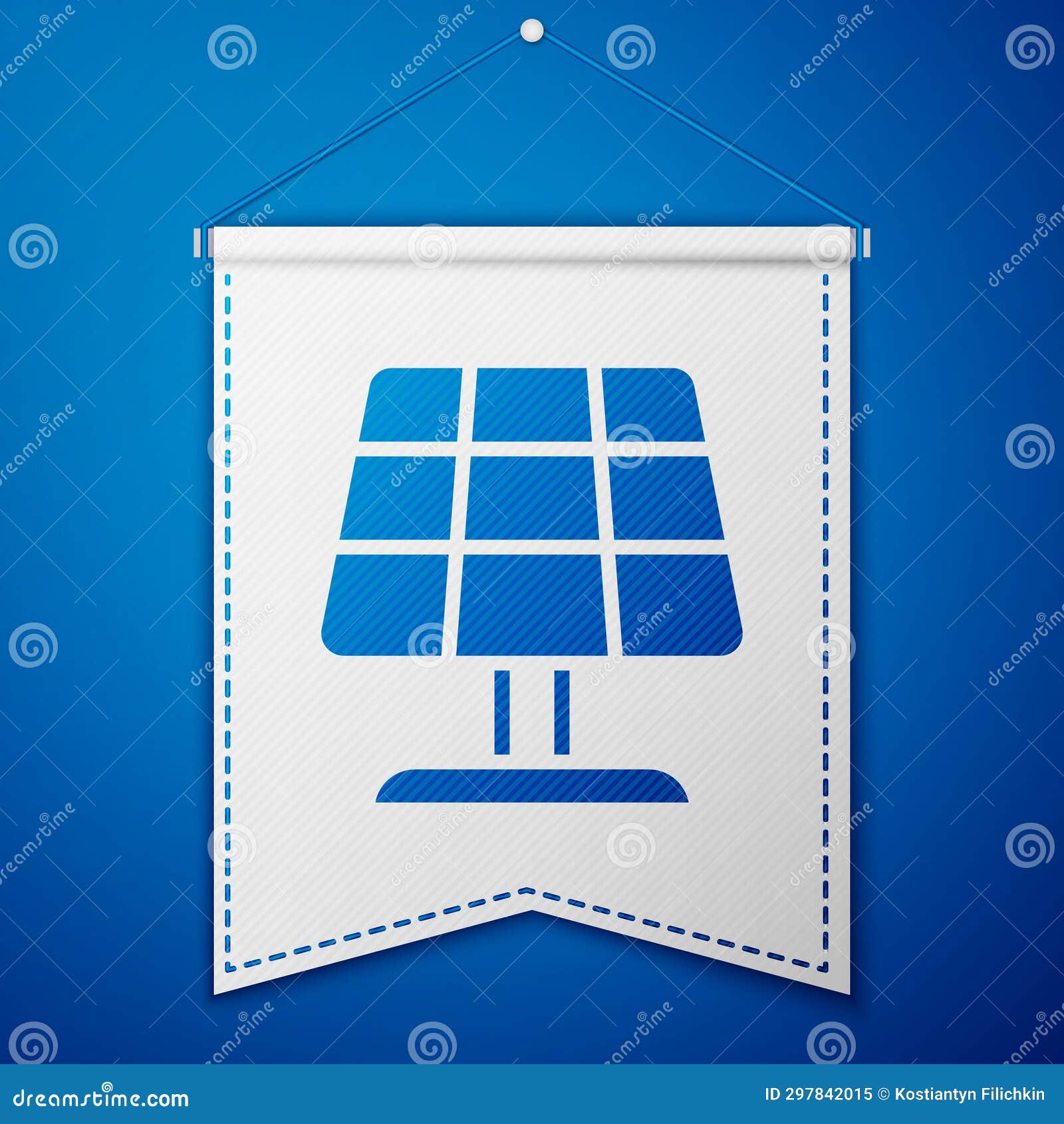 Blue Solar Energy Panel Icon Isolated on Blue Background. Sun with ...