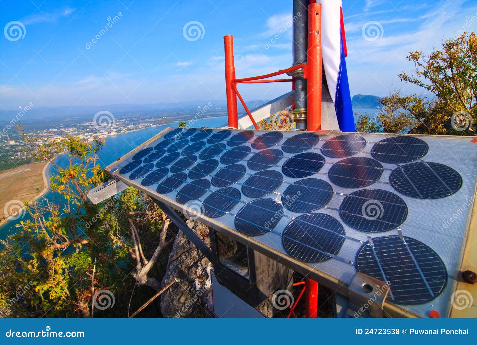 Solar PV With Mountain In The Background Stock Photo | CartoonDealer ...
