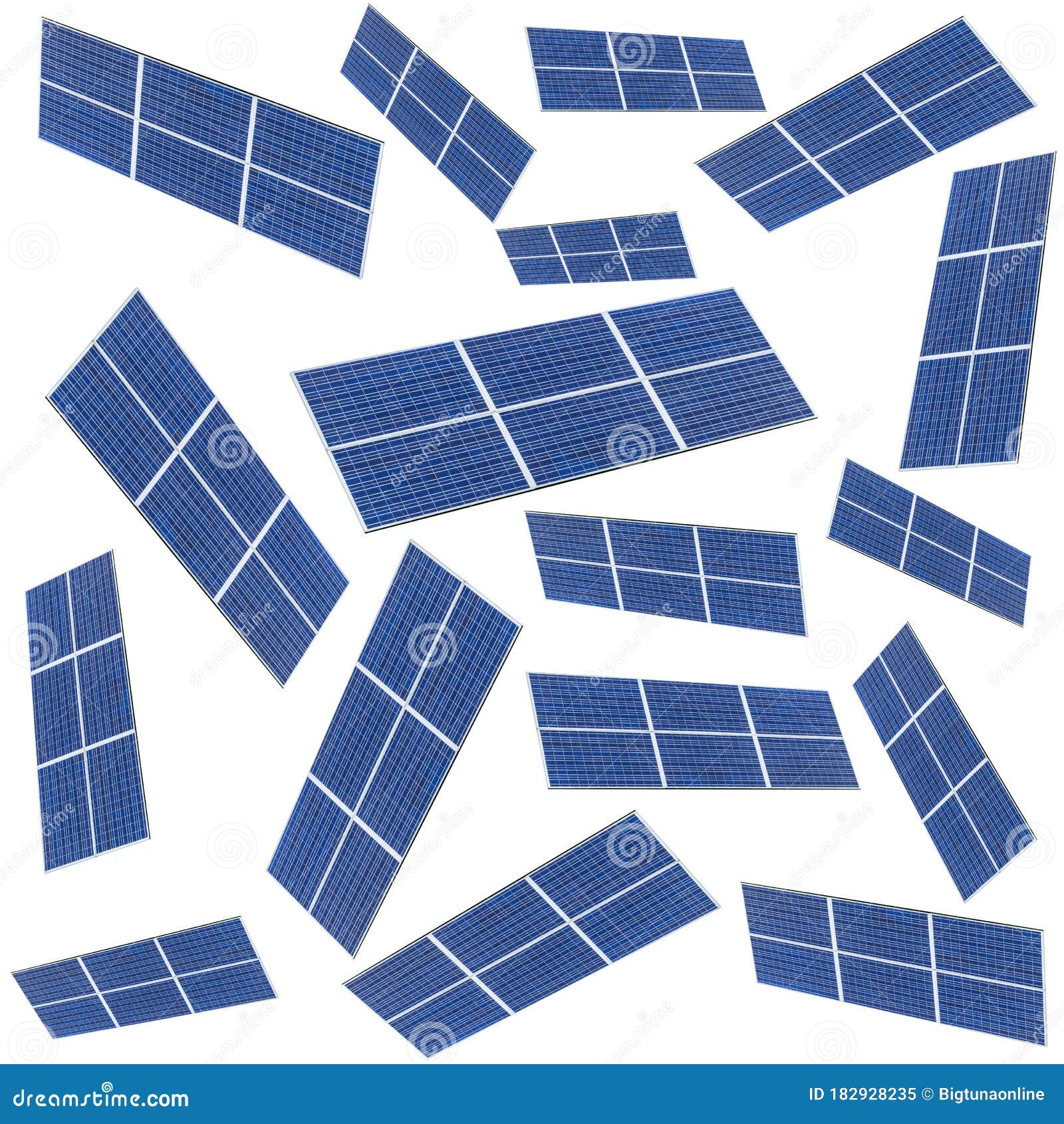 Blue Solar Panel Pattern Isolated on White Background. Solar Panels ...