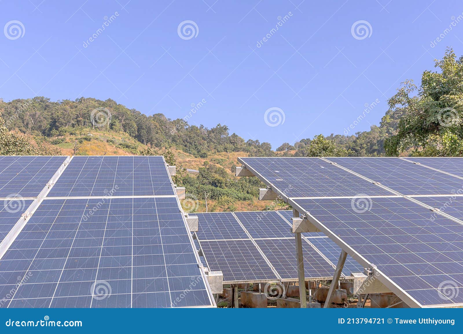 Blue solar panels stock image. Image of electric, sunlight - 213794721