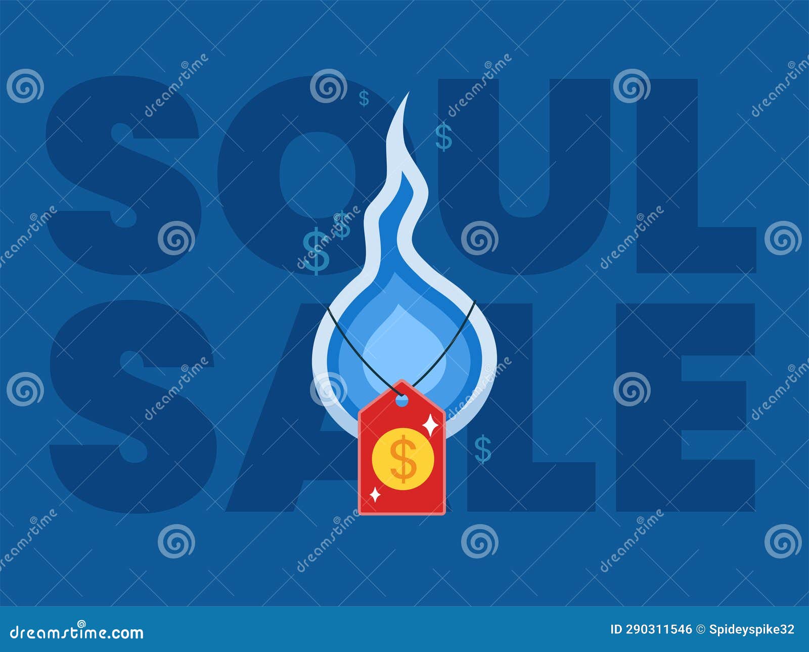 A Blue Soul with Price Tag. Isolated Vector Illustration Stock ...