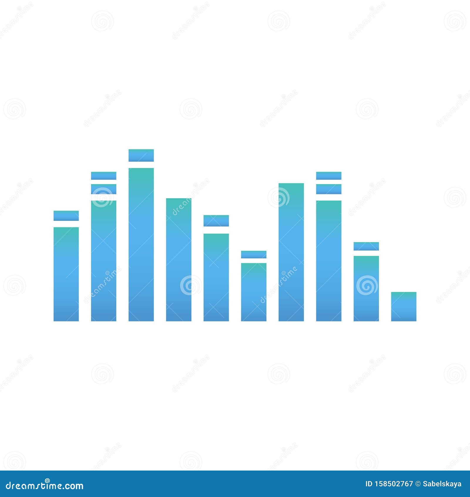 Blue Sound Frequency Mixer Wave Made of Rectangle Rows Stock Vector ...