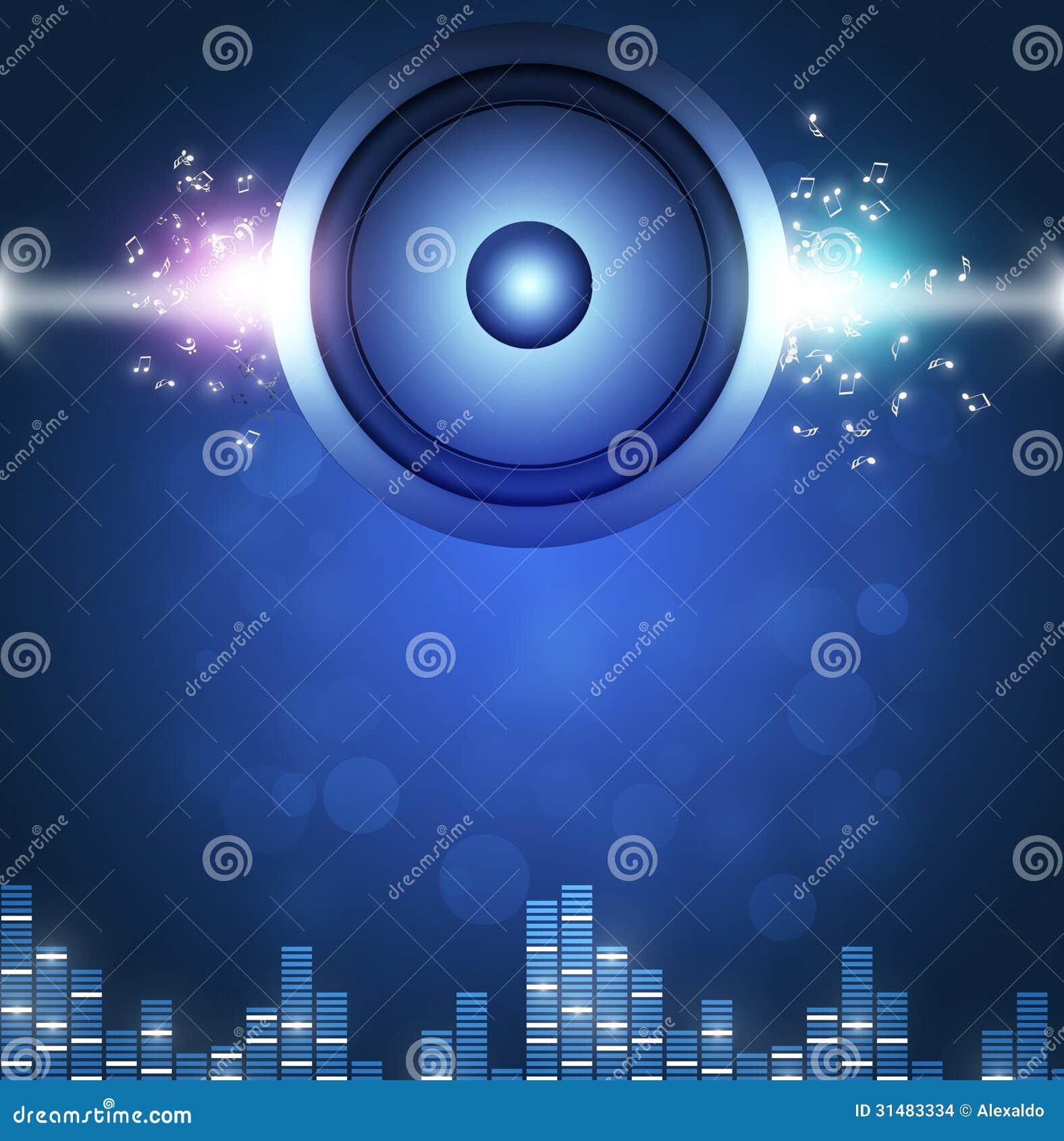 Blue Sound Speakerl Music Background Stock Illustration - Illustration ...