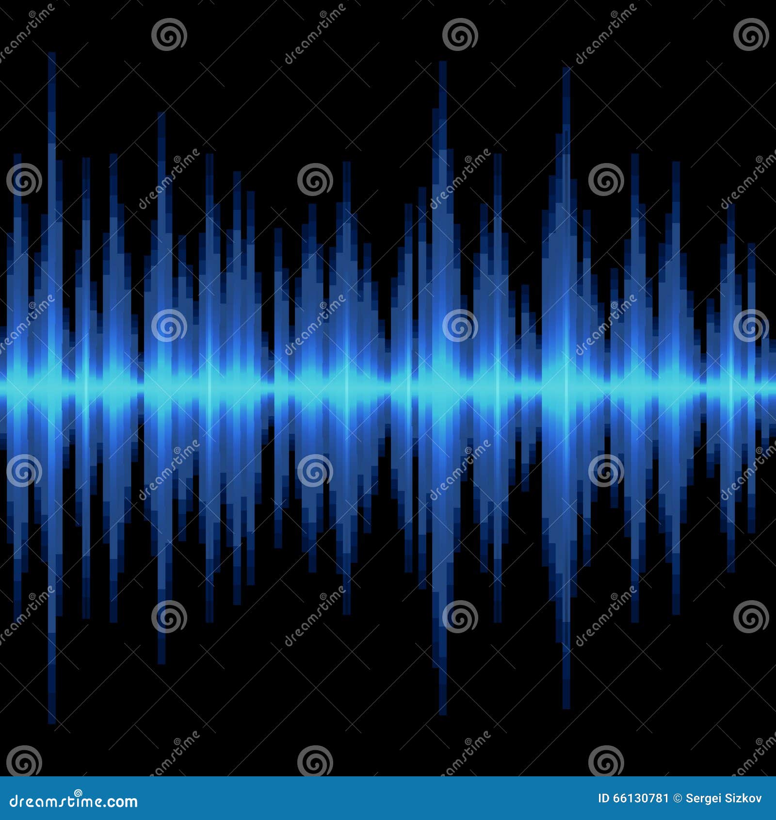 Blue Sound Wave on Black Background. Vector Stock Vector - Illustration ...