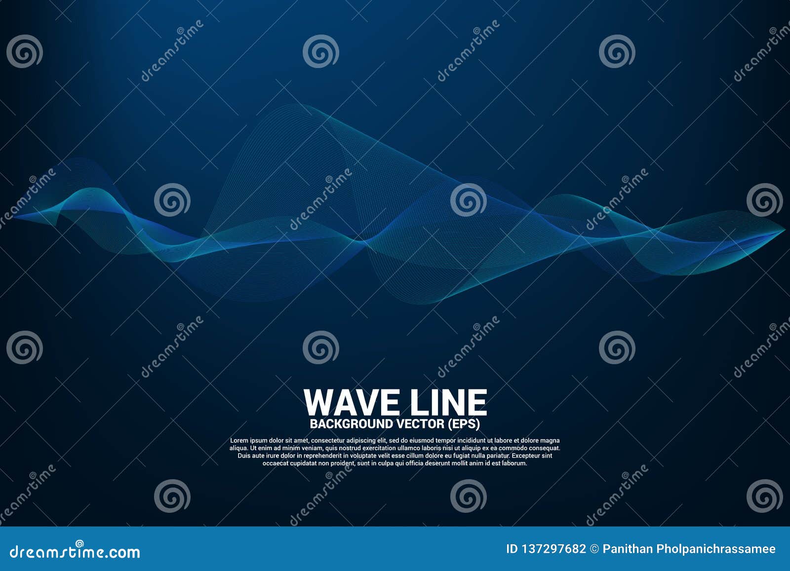 Blue Sound Wave Line Curve on Dark Background. Stock Illustration ...