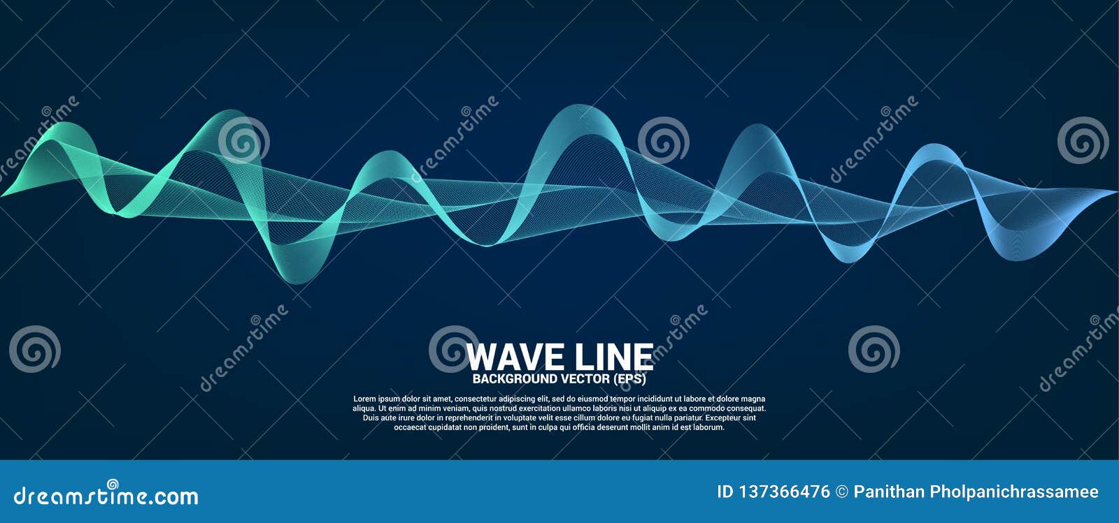 Blue Sound Wave Line Curve on Dark Background Stock Illustration ...