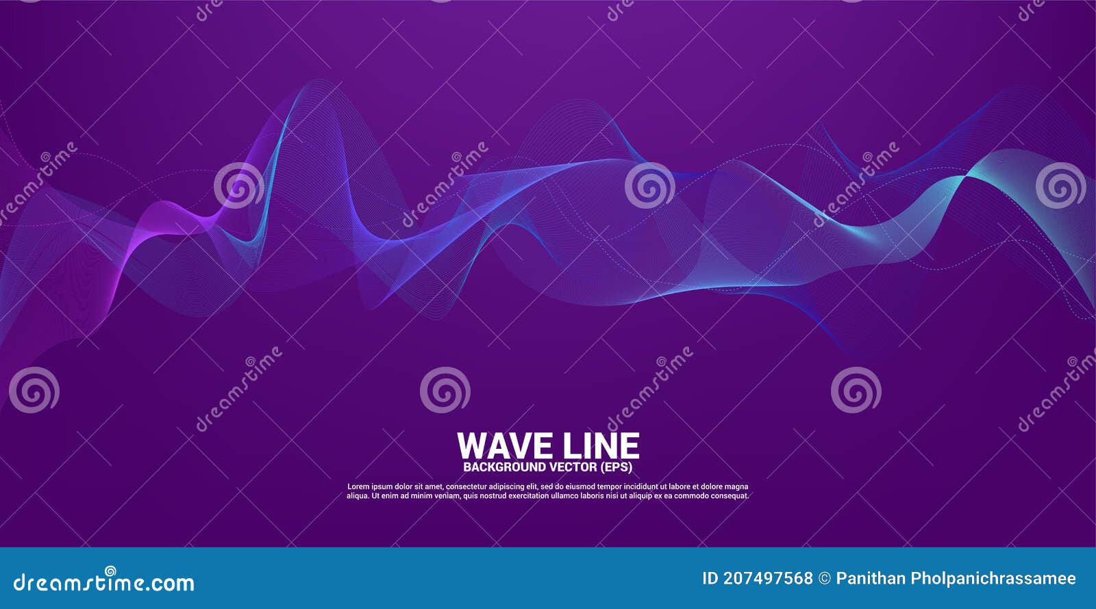 Blue Sound Wave Line Curve on Purple Background. Stock Vector ...
