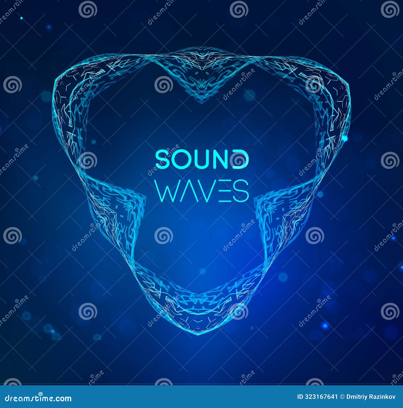 Blue Sound Waves with Symmetrical Pattern Stock Vector - Illustration ...