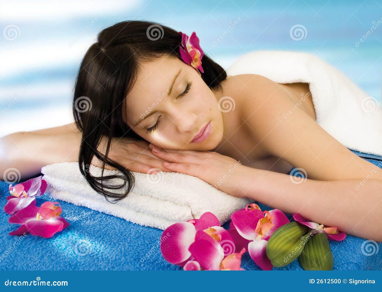 Blue spa 2 stock photo. Image of orchid, meditate, hair - 2612500