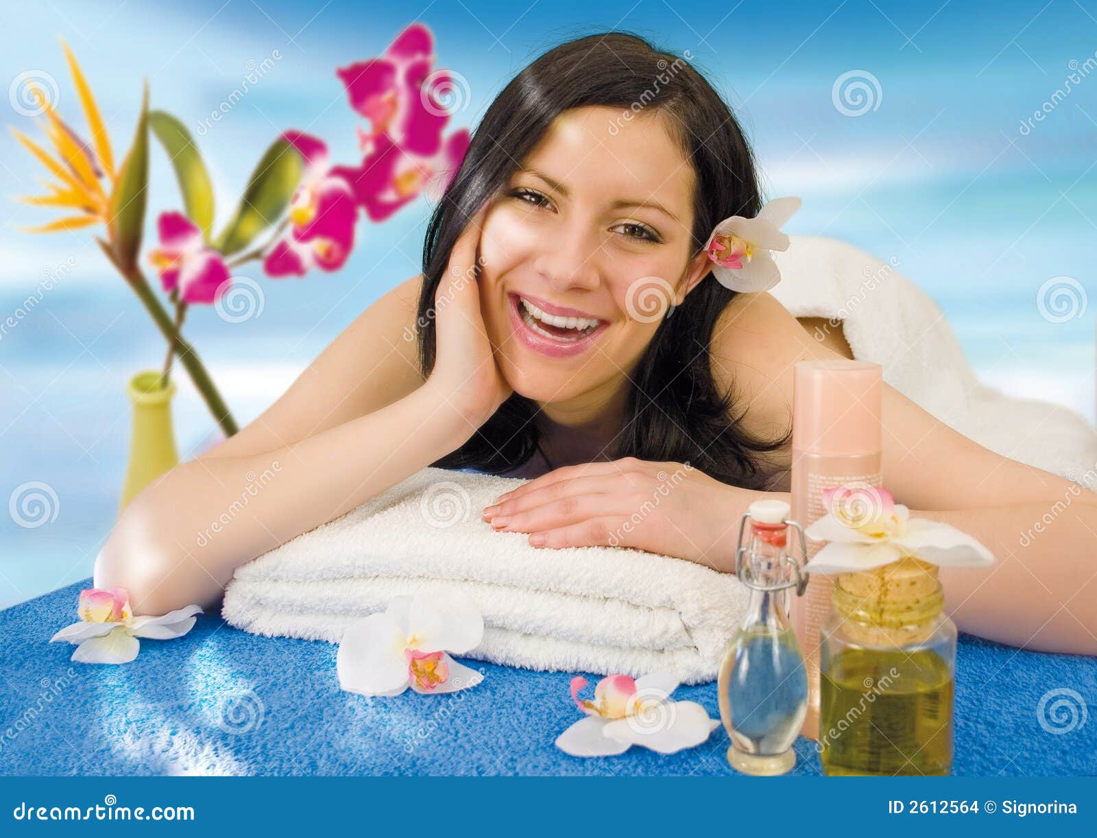 Blue spa 6 stock photo. Image of girl, hair, center, orchid - 2612564