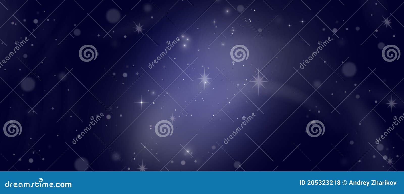 Blue Space. Light Beams, Glare and Bokeh. Space and Stars. Abstract ...