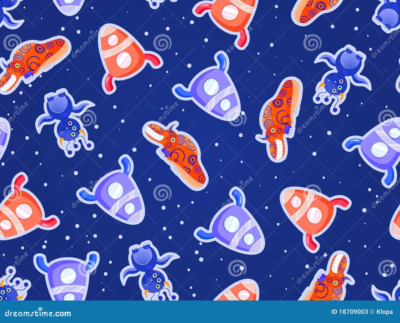 Blue Space Seamless Pattern Stock Vector - Illustration of decoration ...