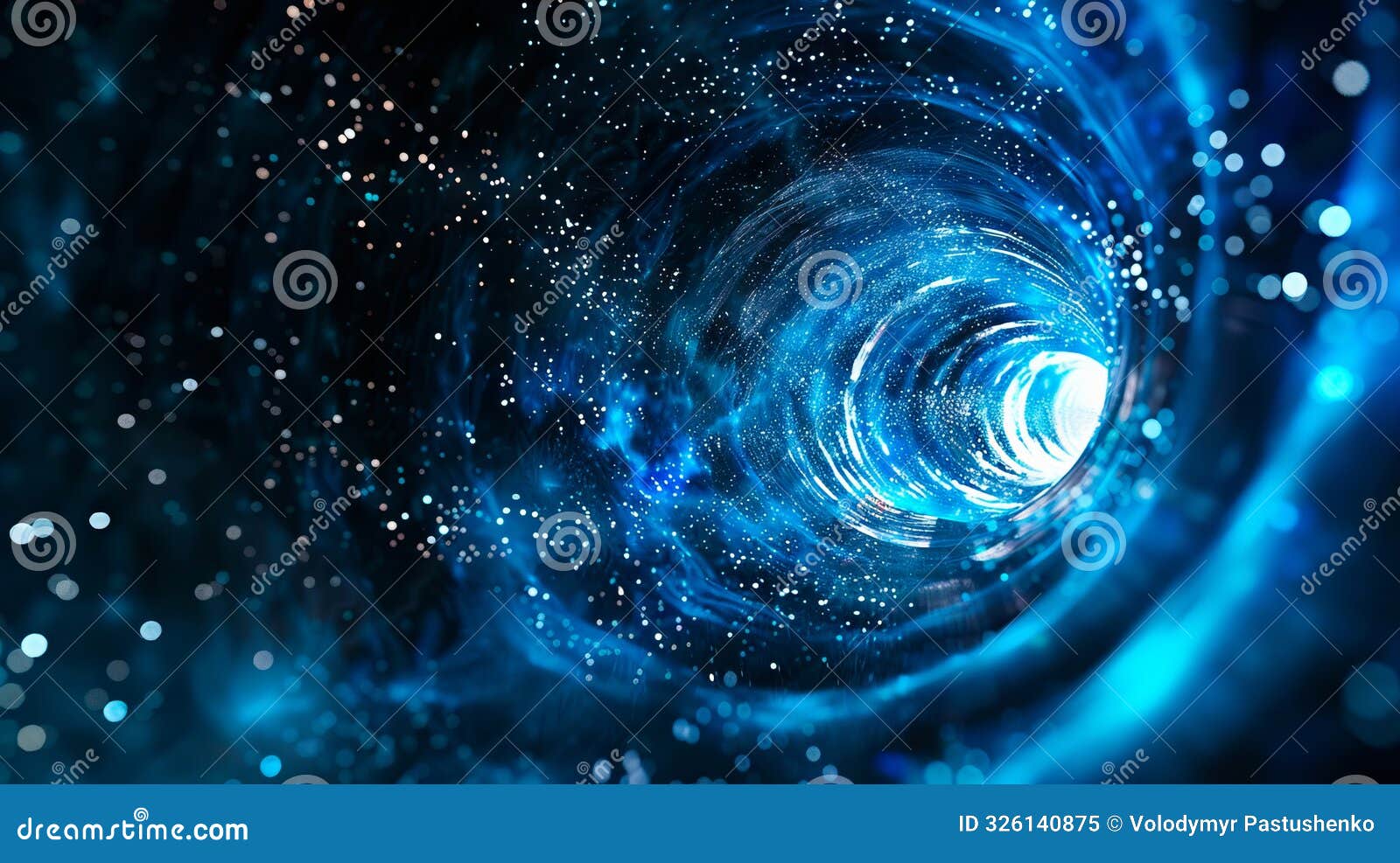 A Blue Space Tunnel with Stars and Light Stock Image - Image of galaxy ...