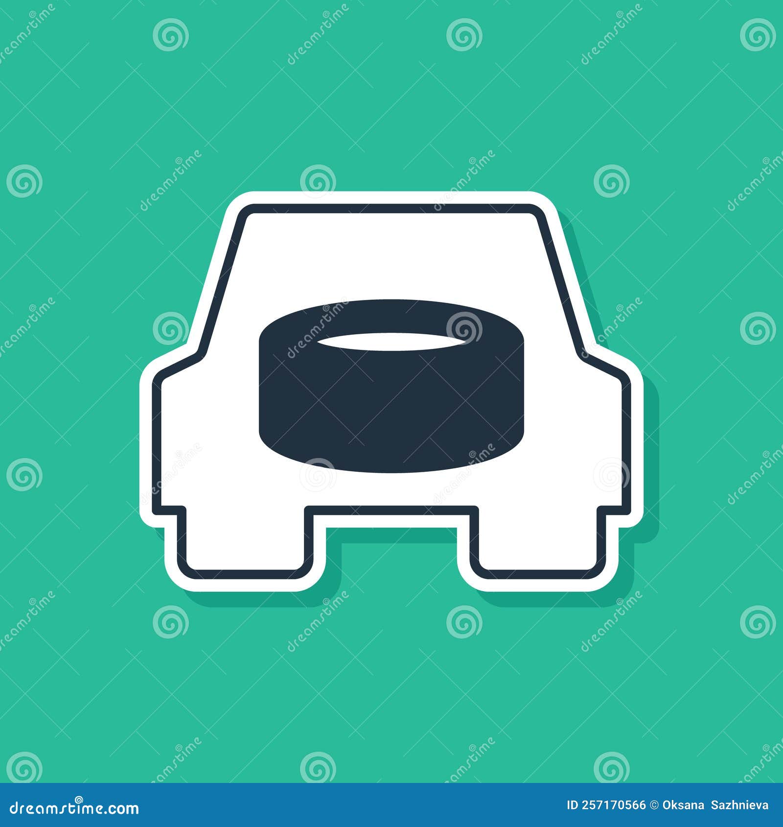 Blue Spare Wheel in the Car Icon Isolated on Green Background. Process ...