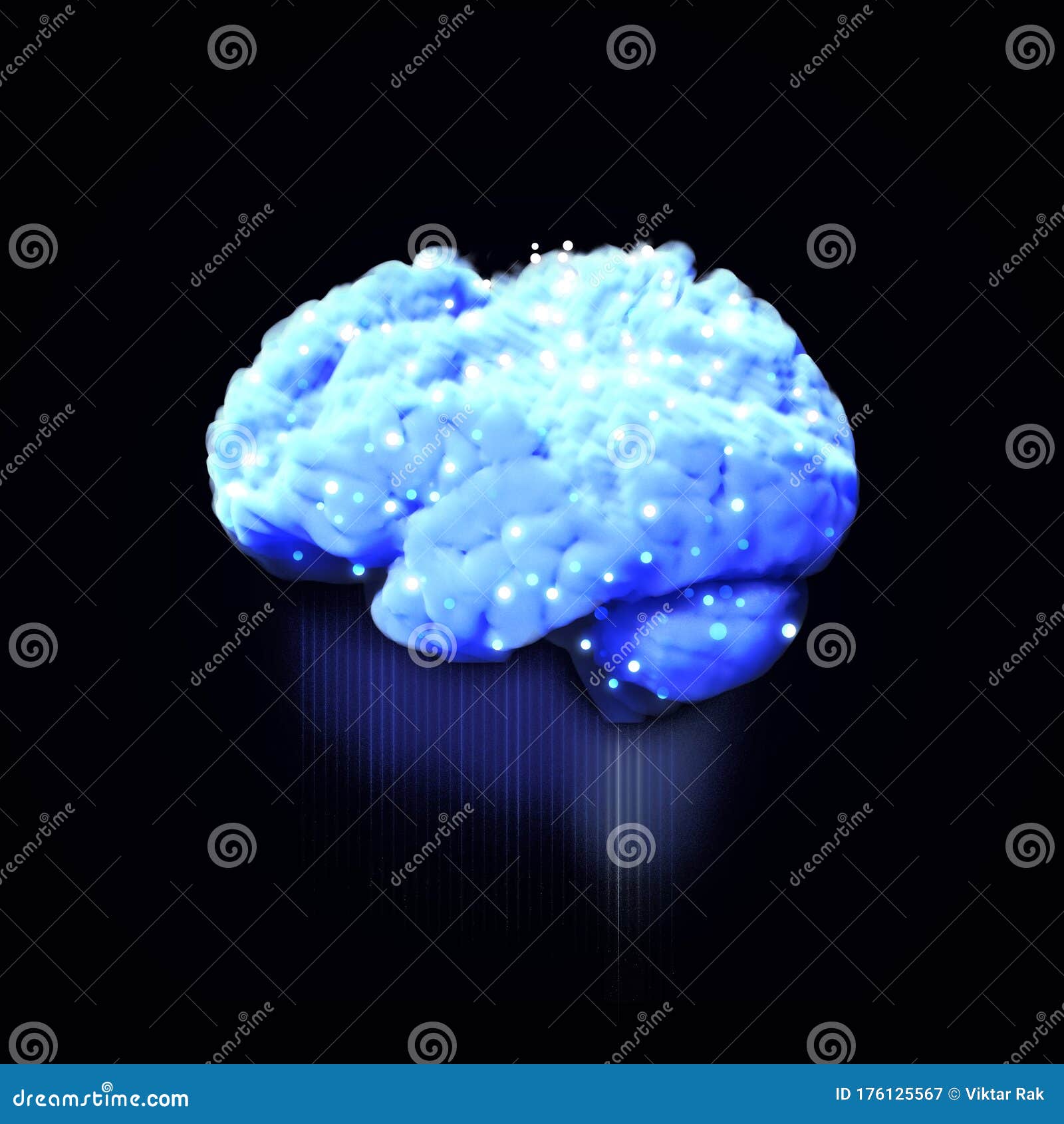 Blue Sparkling Cloud Like a Human Brain and Information Flows Like a ...